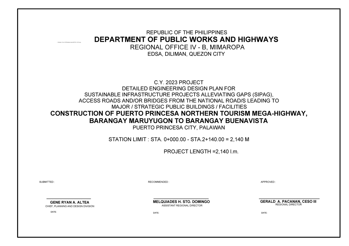 23EO0094 PLAN - n/a - SUBMITTED : GENE RYAN A. ALTEA CHIEF, PLANNING ...