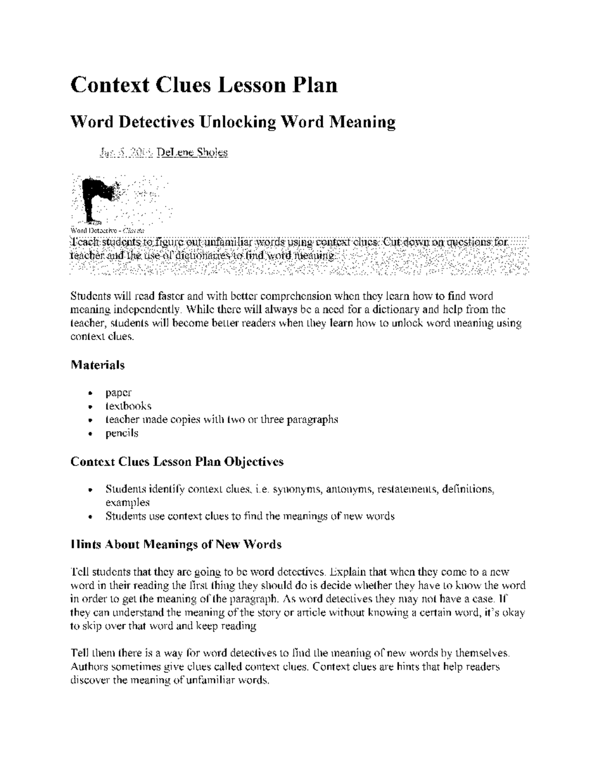 1a Context Clues Lesson Plan - General Chemistry 1 lec. - Studocu