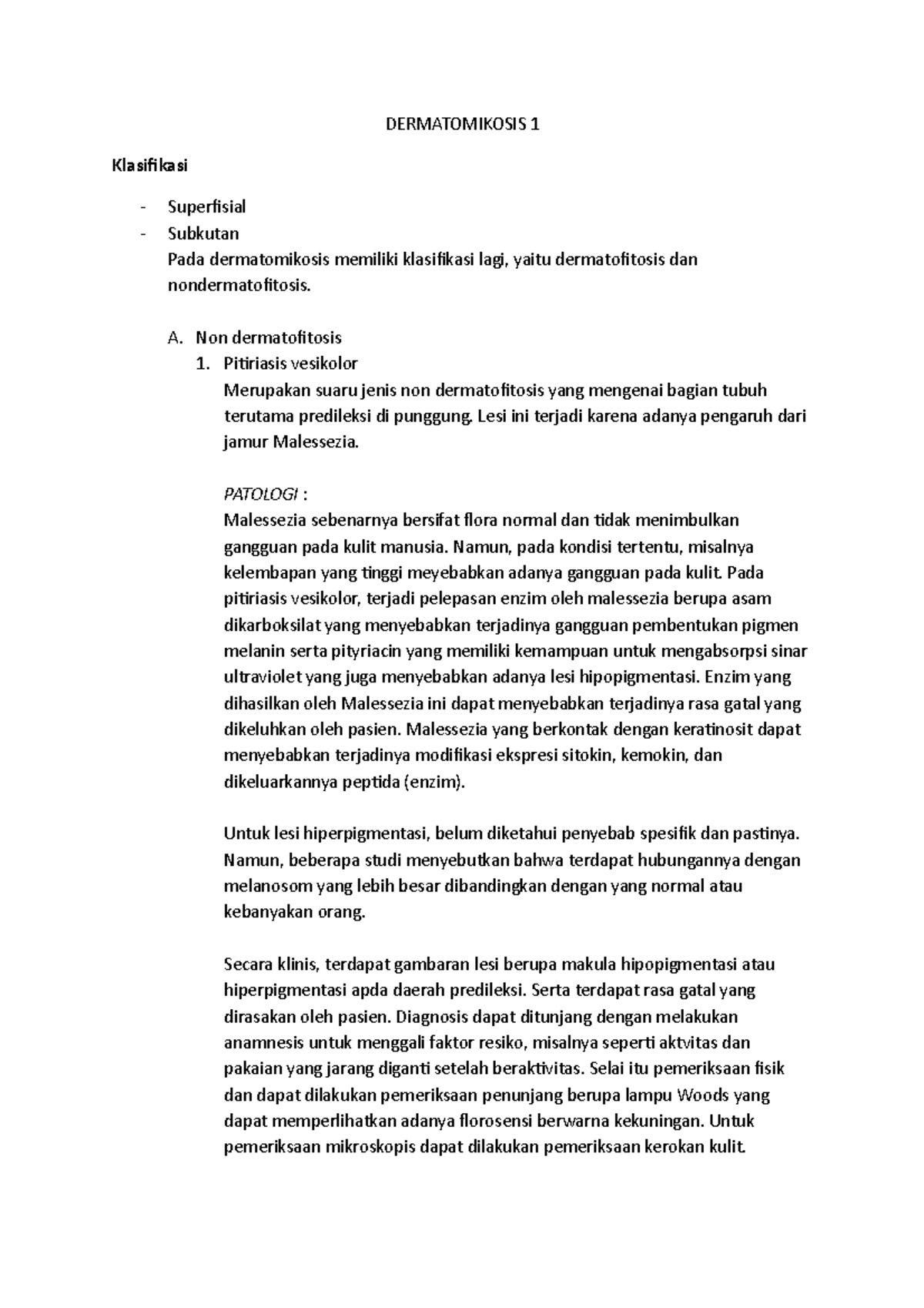 Dermatomikosis 1 - DERMATOMIKOSIS 1 Klasifikasi Superfisial Subkutan ...