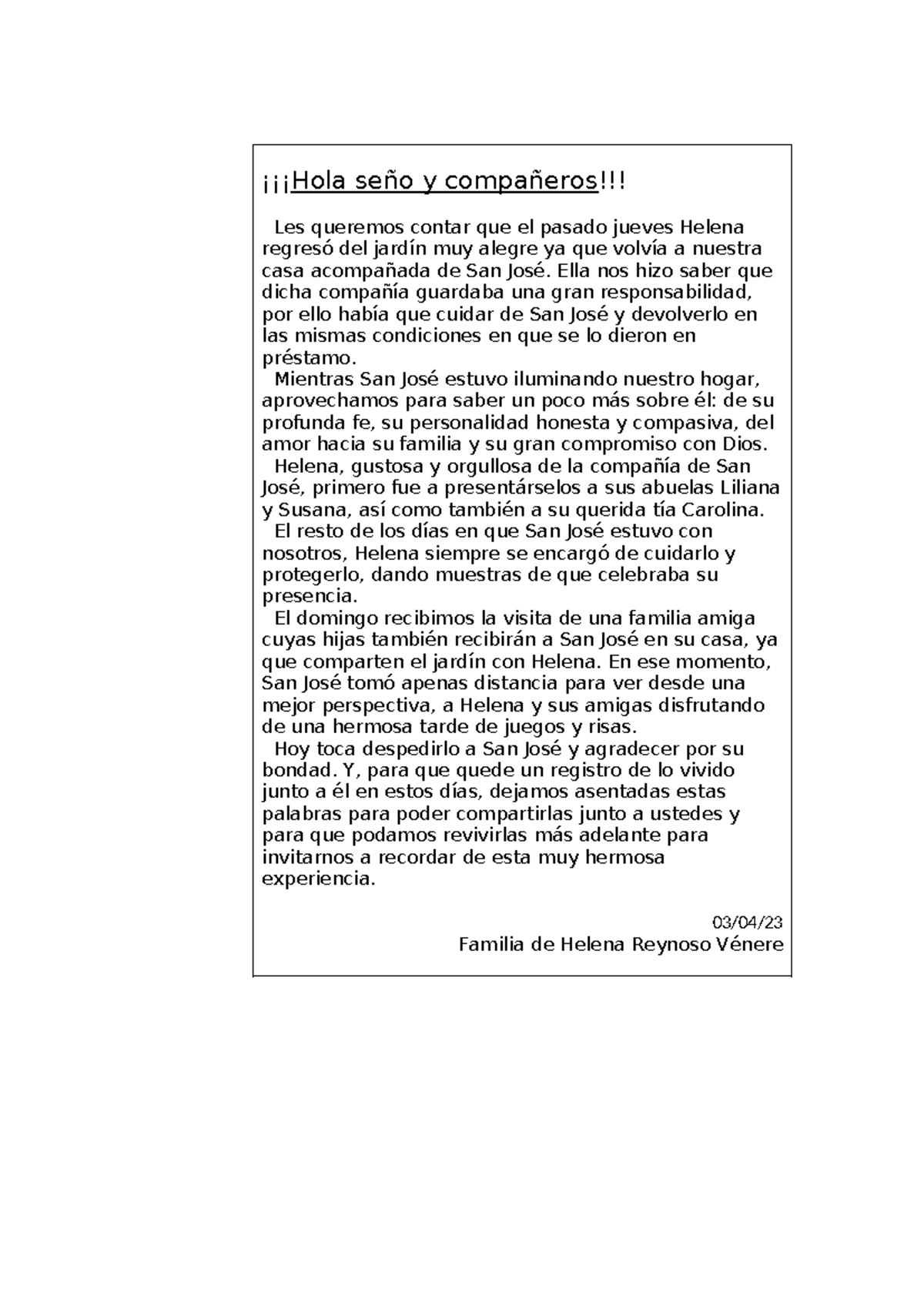 Hola seño y compañeros - ¡¡¡Hola seño y compañeros!!! Les queremos ...