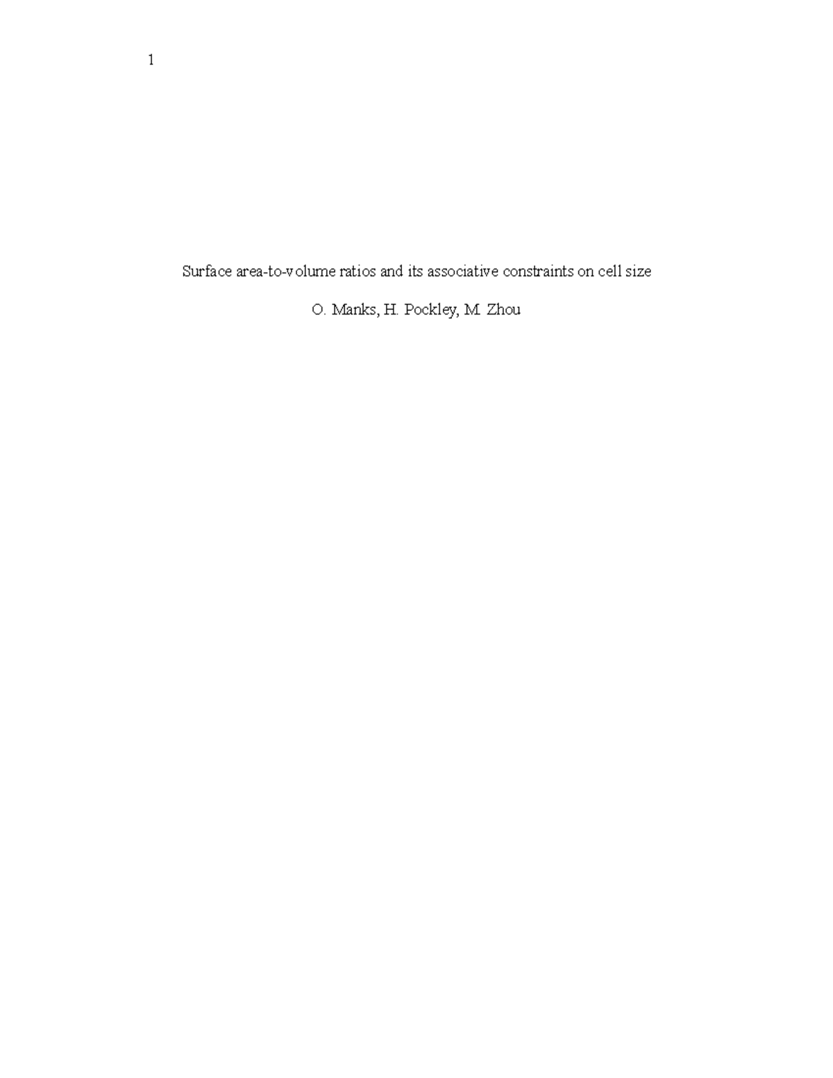 Surface area-to-volume ratio lab report - Surface area-to-volume ratios ...