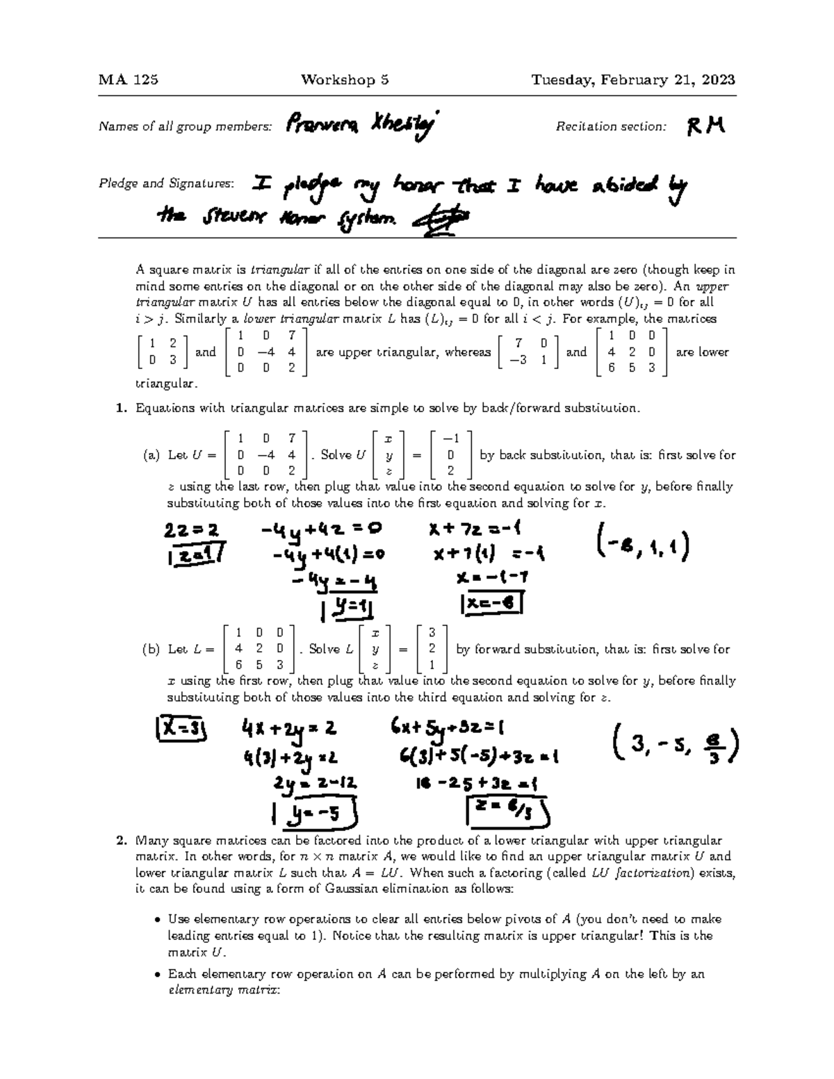 Ma125-23S1-WS5 - difficult problems to practice for exams, assigned to ...