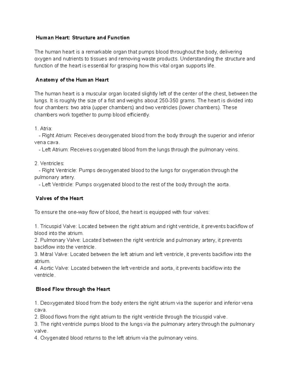 Human Heart Structure and Function - Understanding the structure and ...