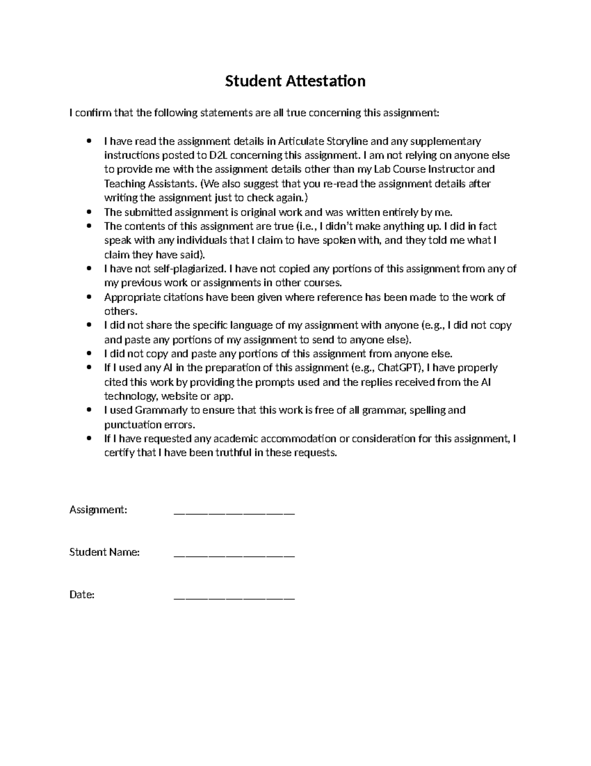 Student Attestation form 24Dec2024 - Student Attestation I confirm that ...