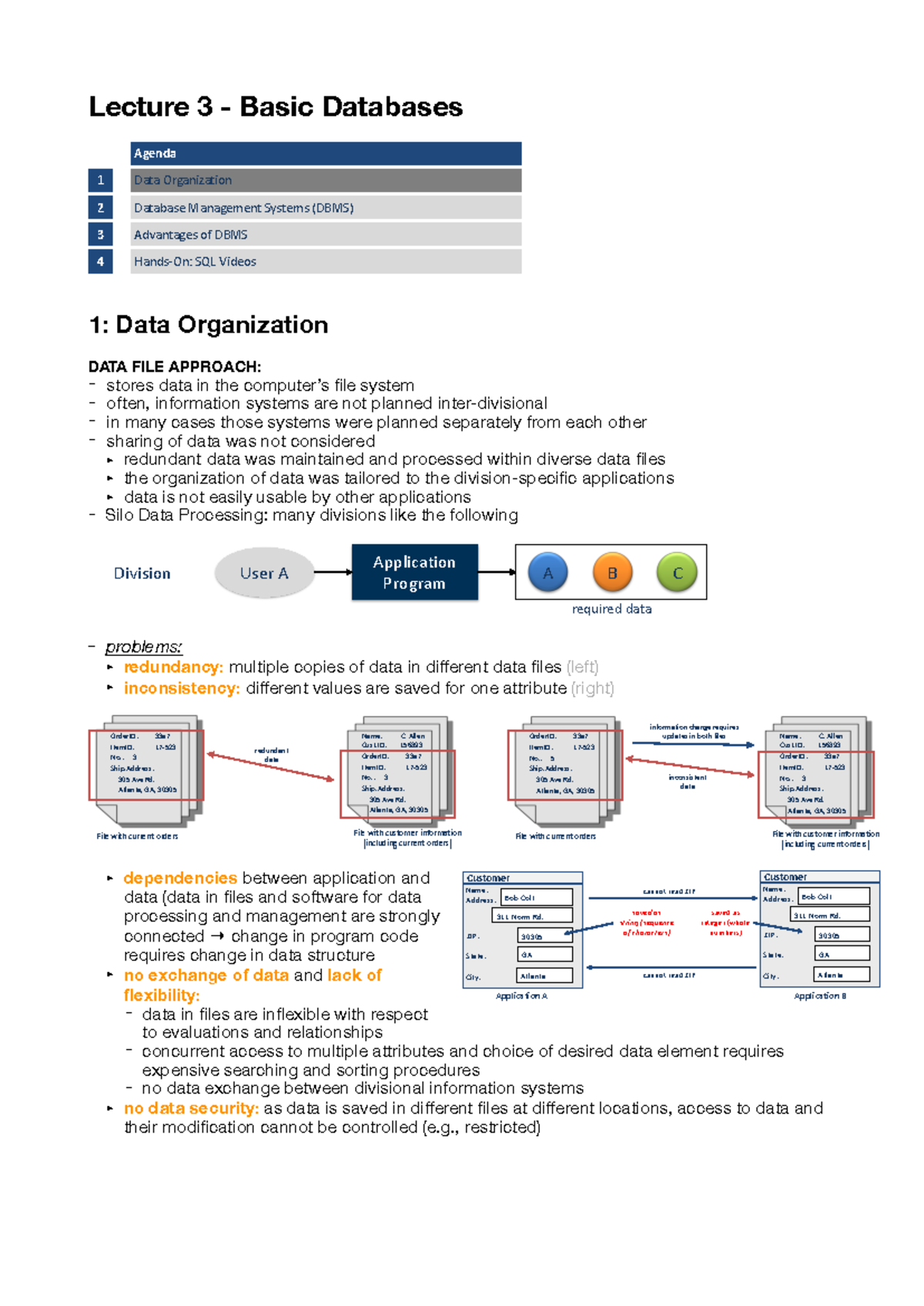 IS lec 3 - cheat sheet for open book exam - Lecture 3 - Basic Databases ...