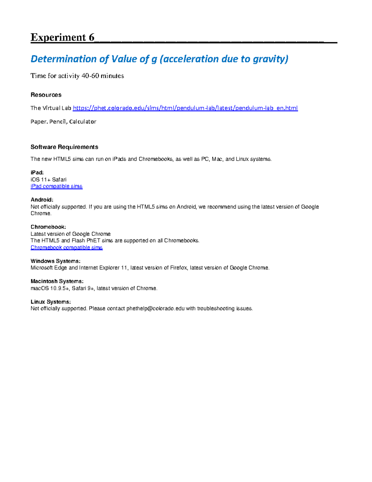 Lab 2 pendulum-lab g acceleration due to gravity - Experiment - Studocu