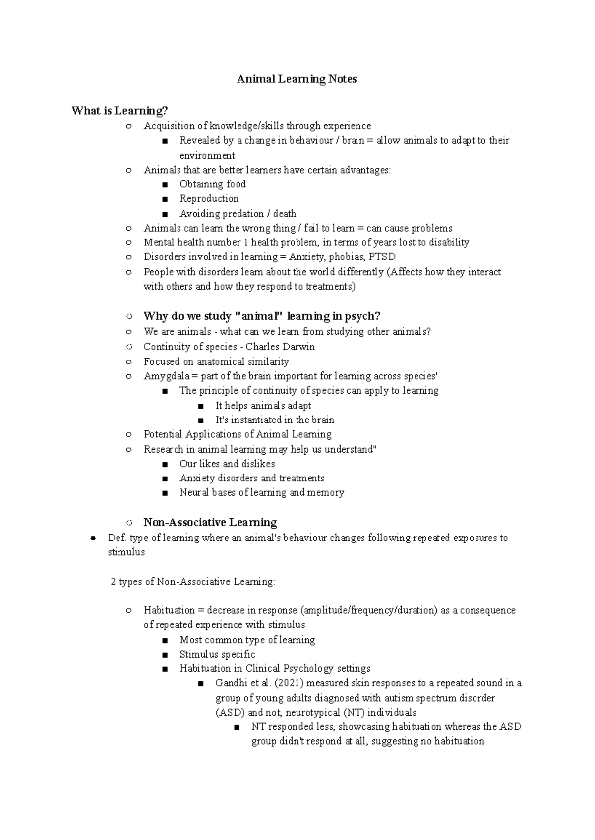 Animal Learning Notes - Animal Learning Notes What is Learning ...