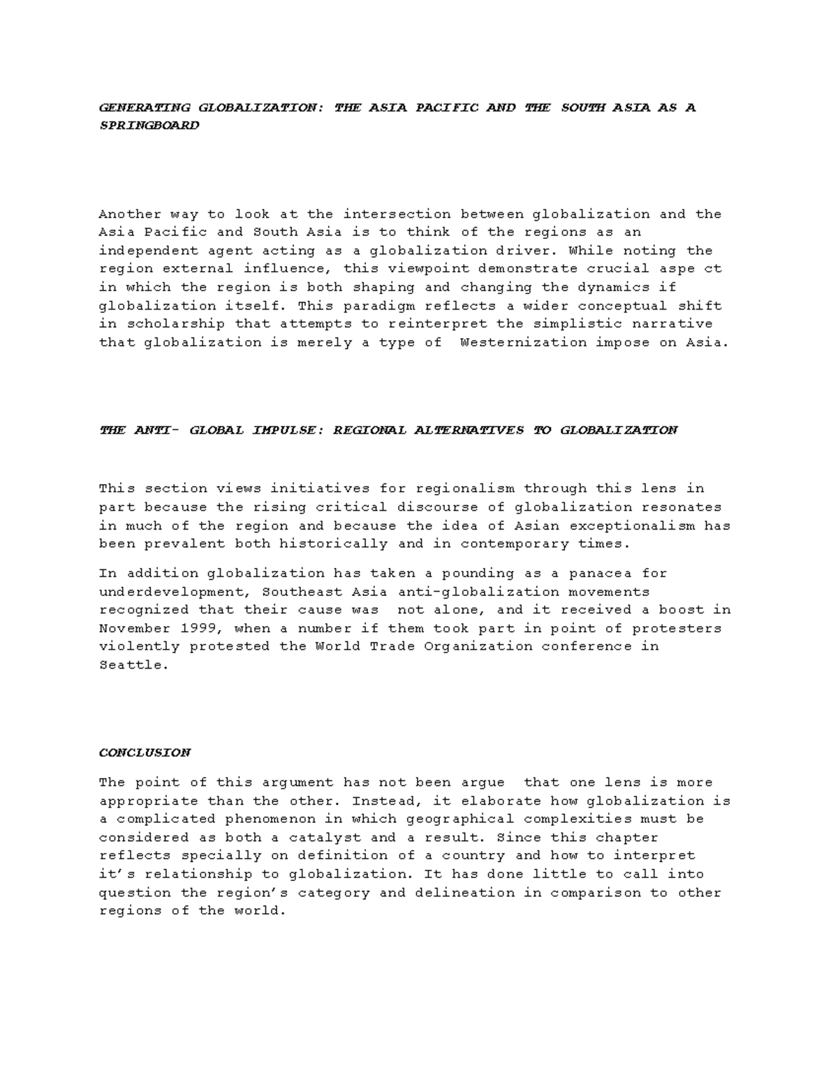 TCW - readings - GENERATING GLOBALIZATION: THE ASIA PACIFIC AND THE ...