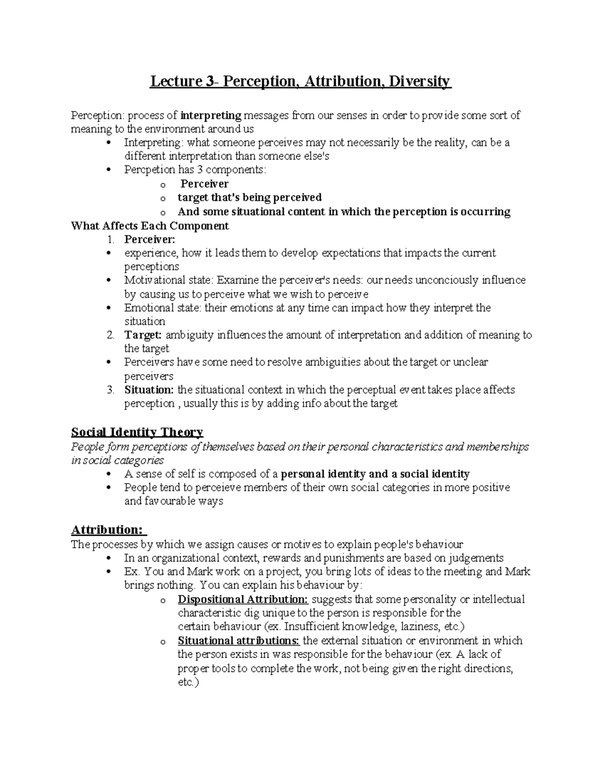Lecture 3- Perception, Attribution, Diversity - Lecture 3- Perception, Attribution, Diversity ...