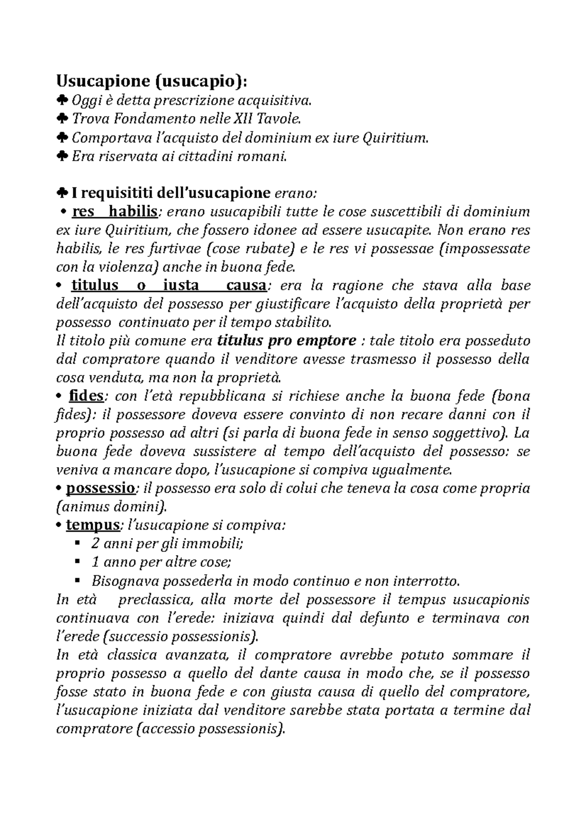 Usucapione, proprietà romana e diritti reali - Usucapione (usucapio ...