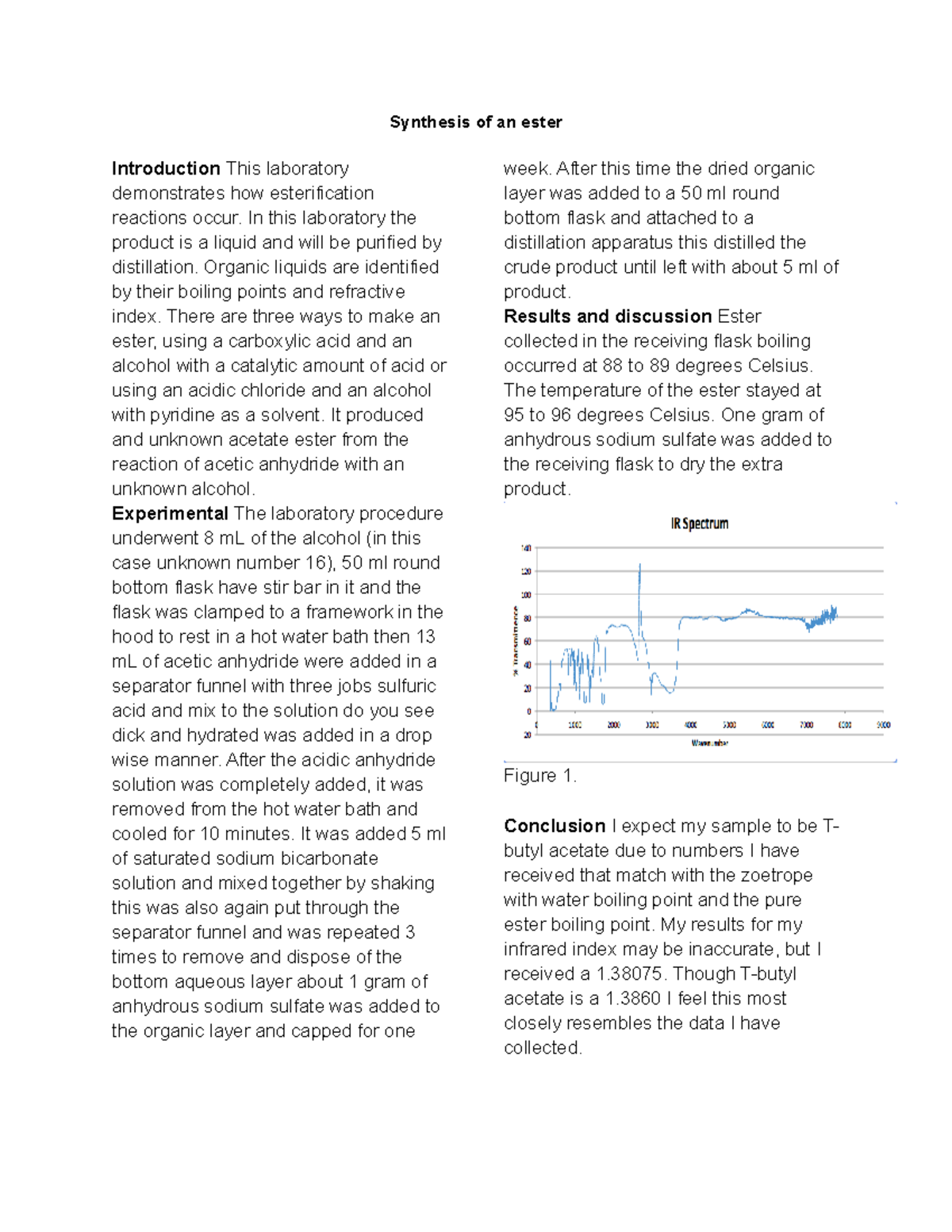 Synthesis of an ester - lab assignment - Synthesis of an ester ...