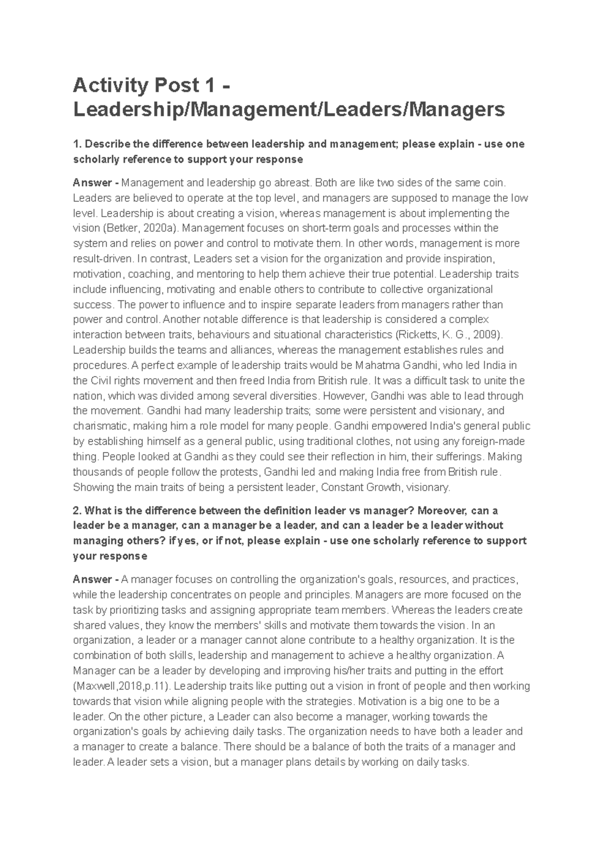 Leadership 4850 Weekly Discussions - Activity Post 1 - Leadership ...