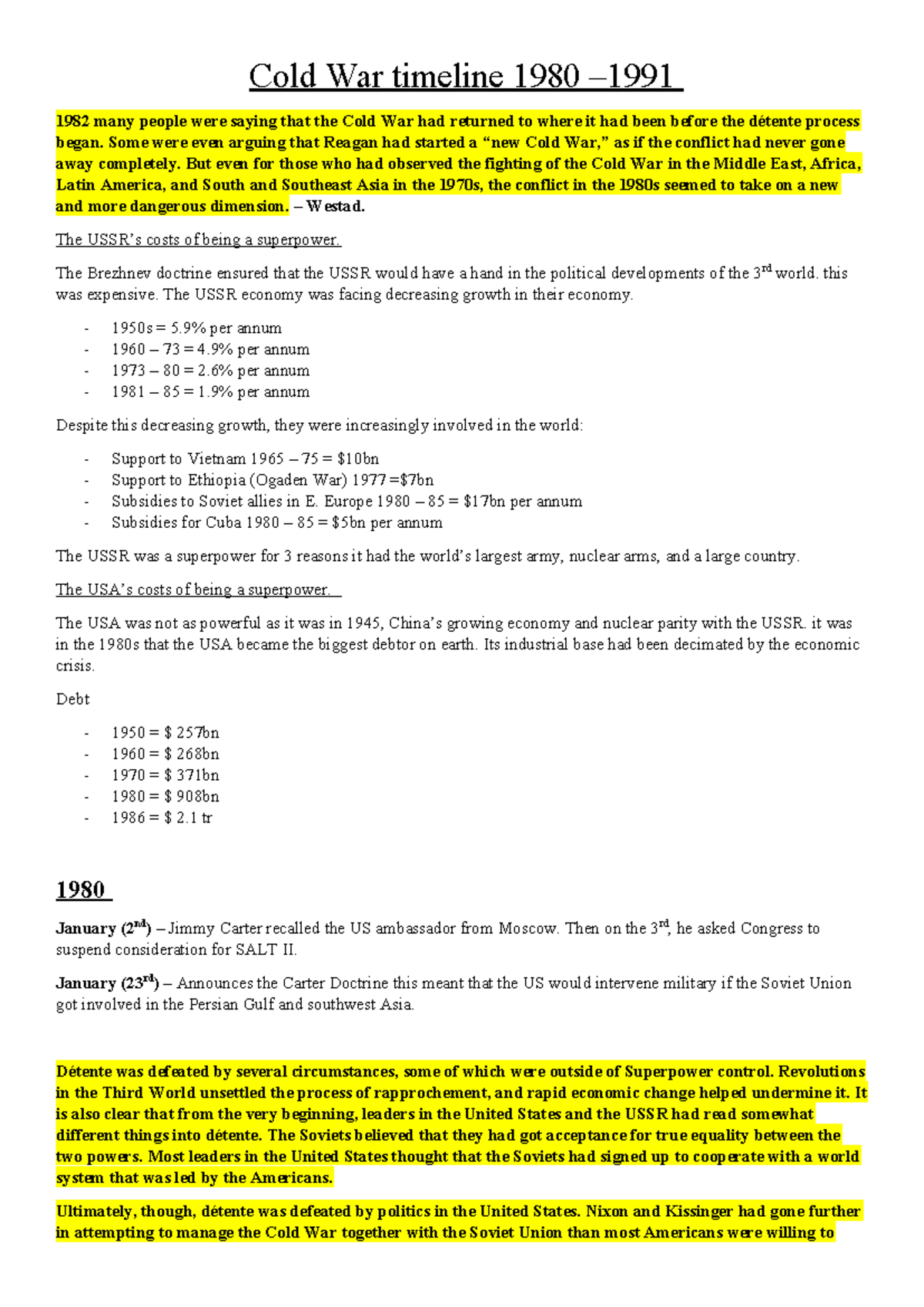 Cold War 1980-1991 - detailed timeline of events and explanations ...