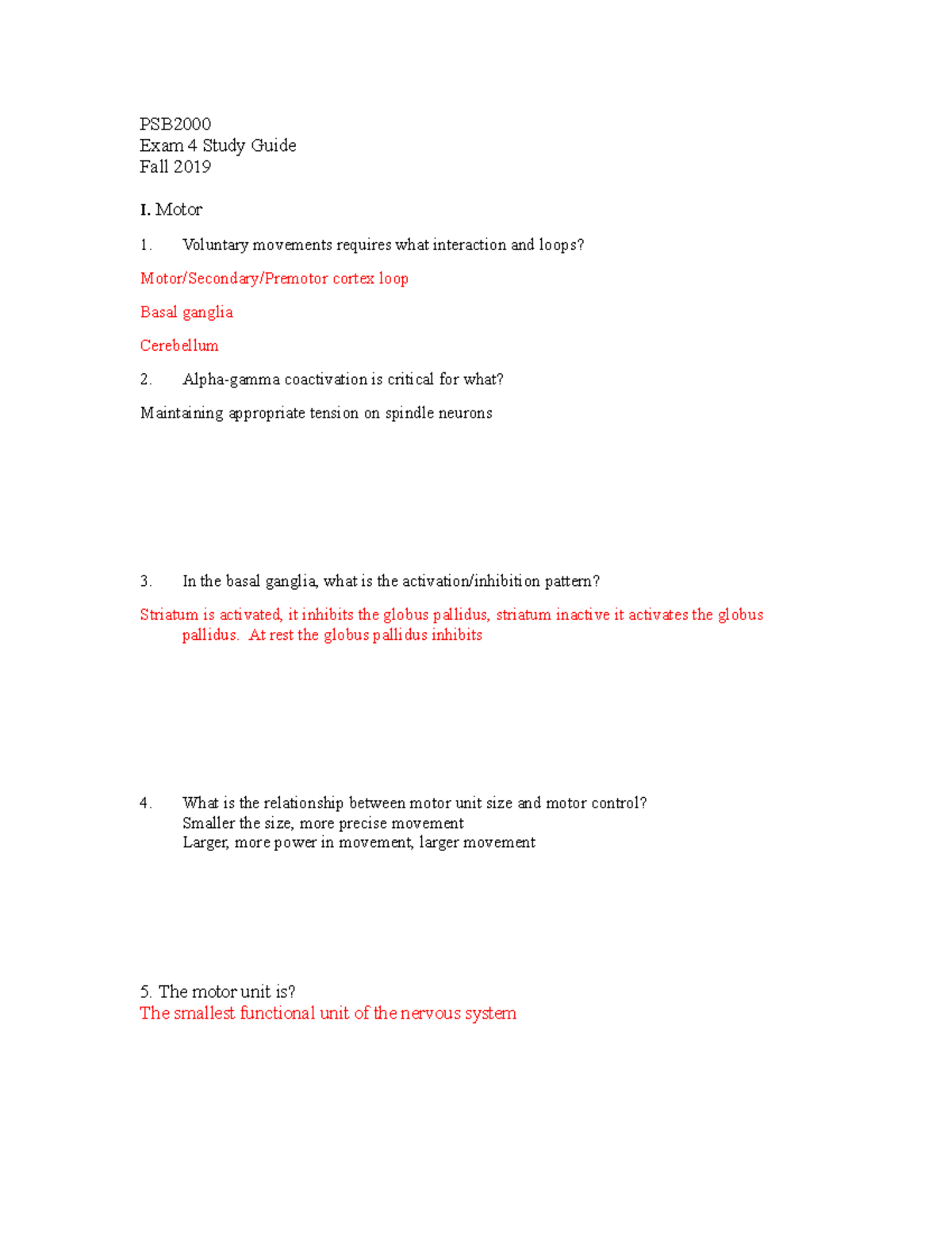 PSB2000 Study Guide Exam 4 Fall 2021 - PSB Exam 4 Study Guide Fall 2019 ...