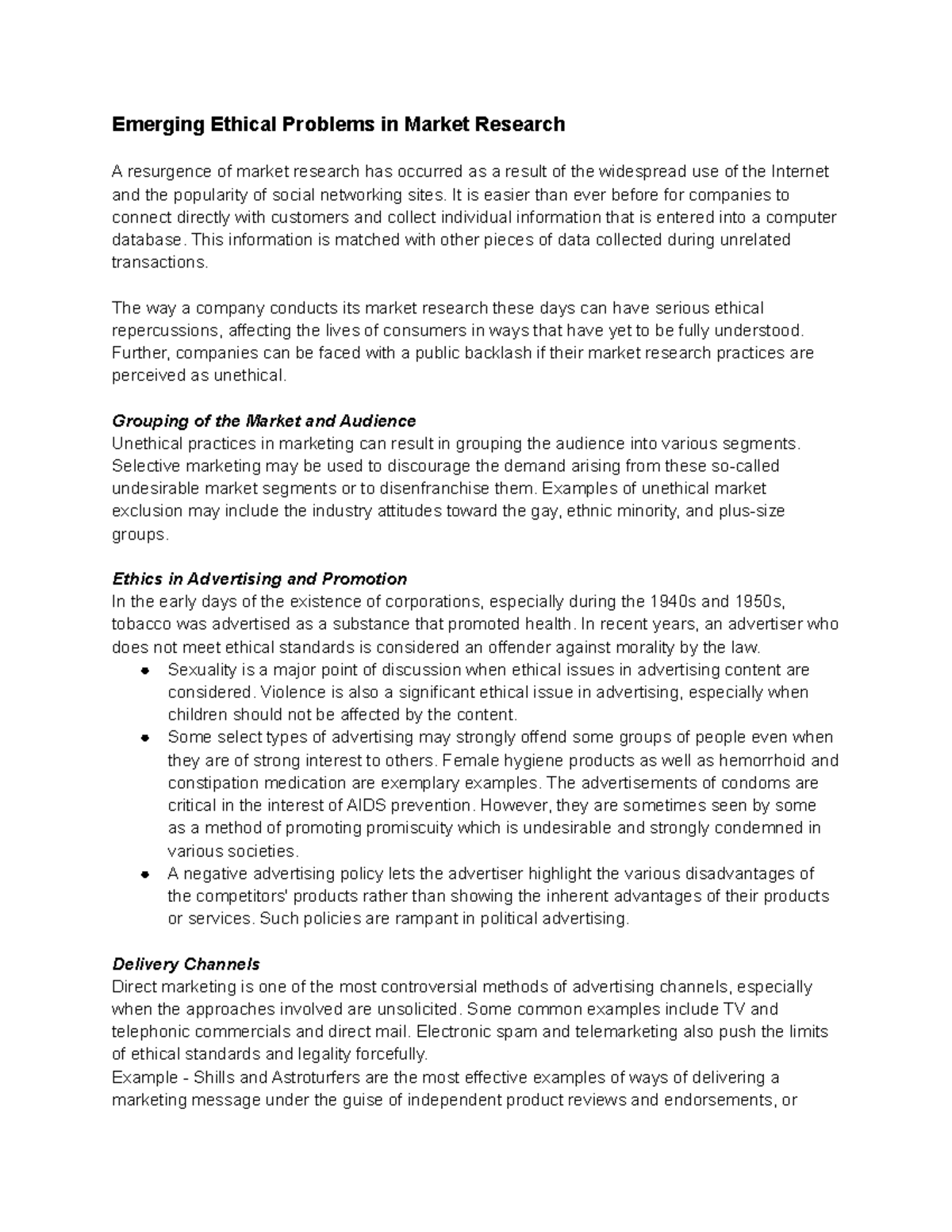 Emerging Ethical Problems in Market Research - It is easier than ever ...