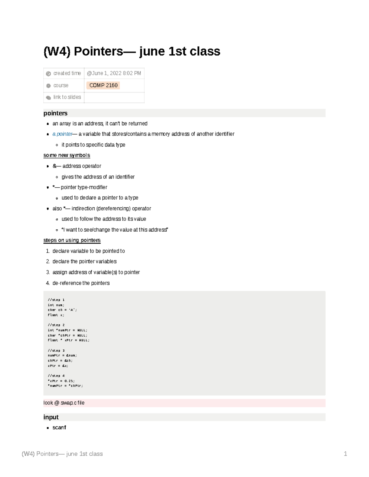 (W4) Pointers june 1st class - fopen the file a. check that file opened ...