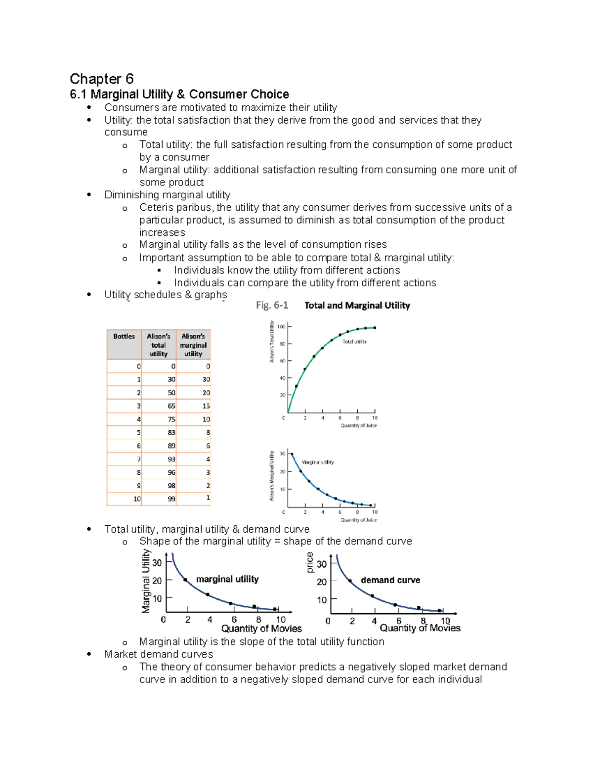 Econ 208 ch6 - ch6 notes - Chapter 6 6 Marginal Utility & Consumer ...