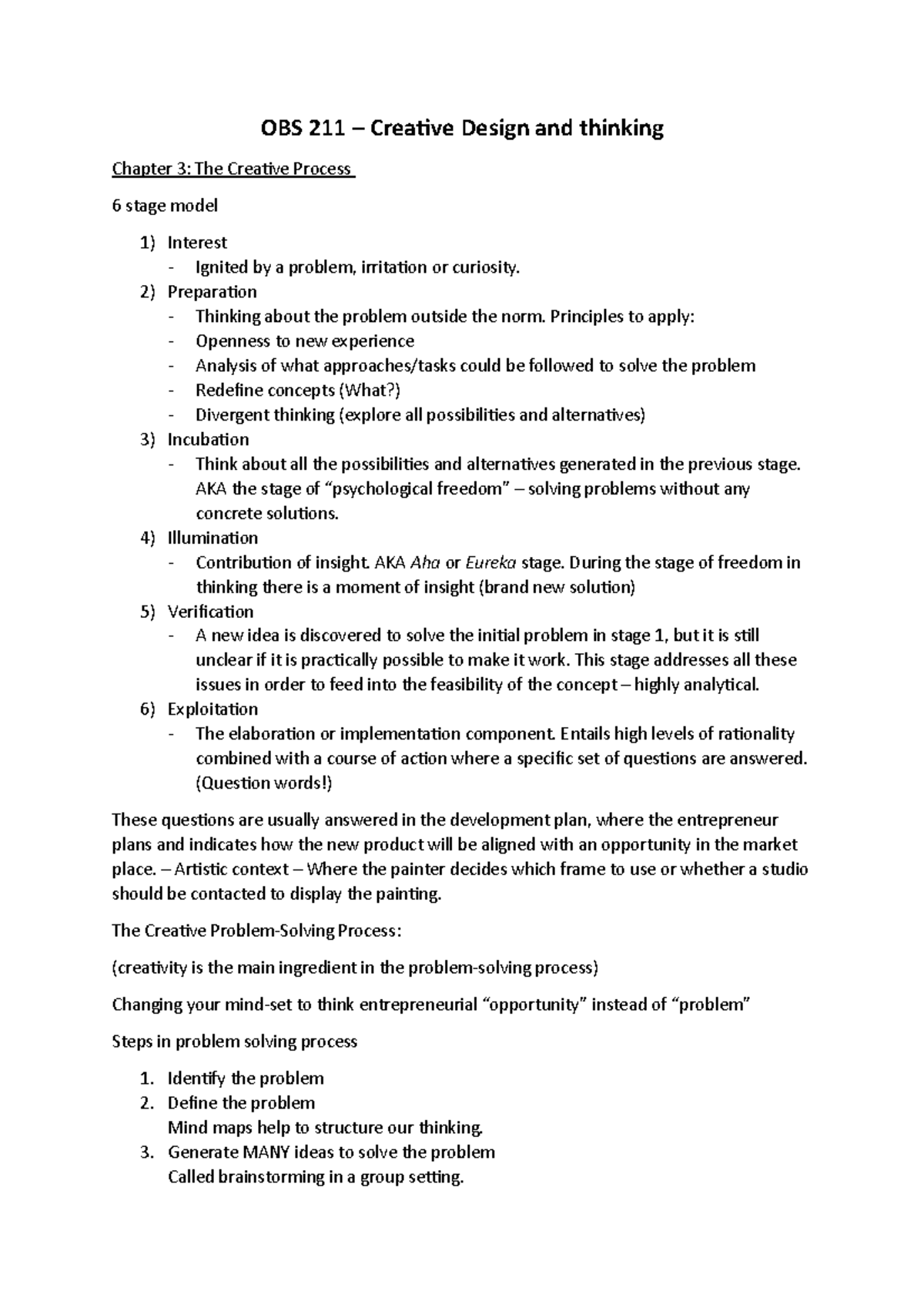 Chapter 3 - OBS 211 – Creative Design and thinking Chapter 3: The ...