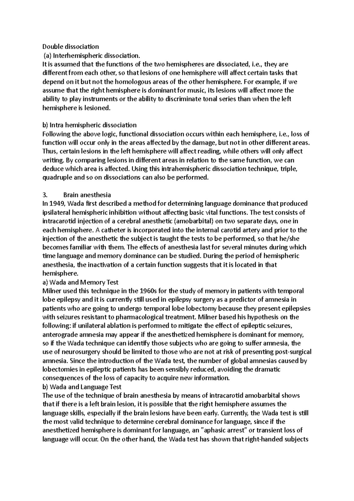 Double dissociation - Neuropsychology - Double dissociation (a ...