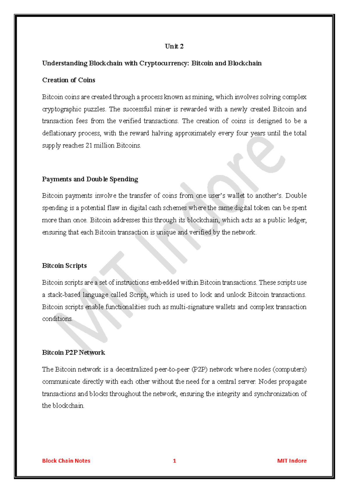 Block Chain Notes Unit 2,3,4 & 5 - Unit 2 Understanding Blockchain with ...