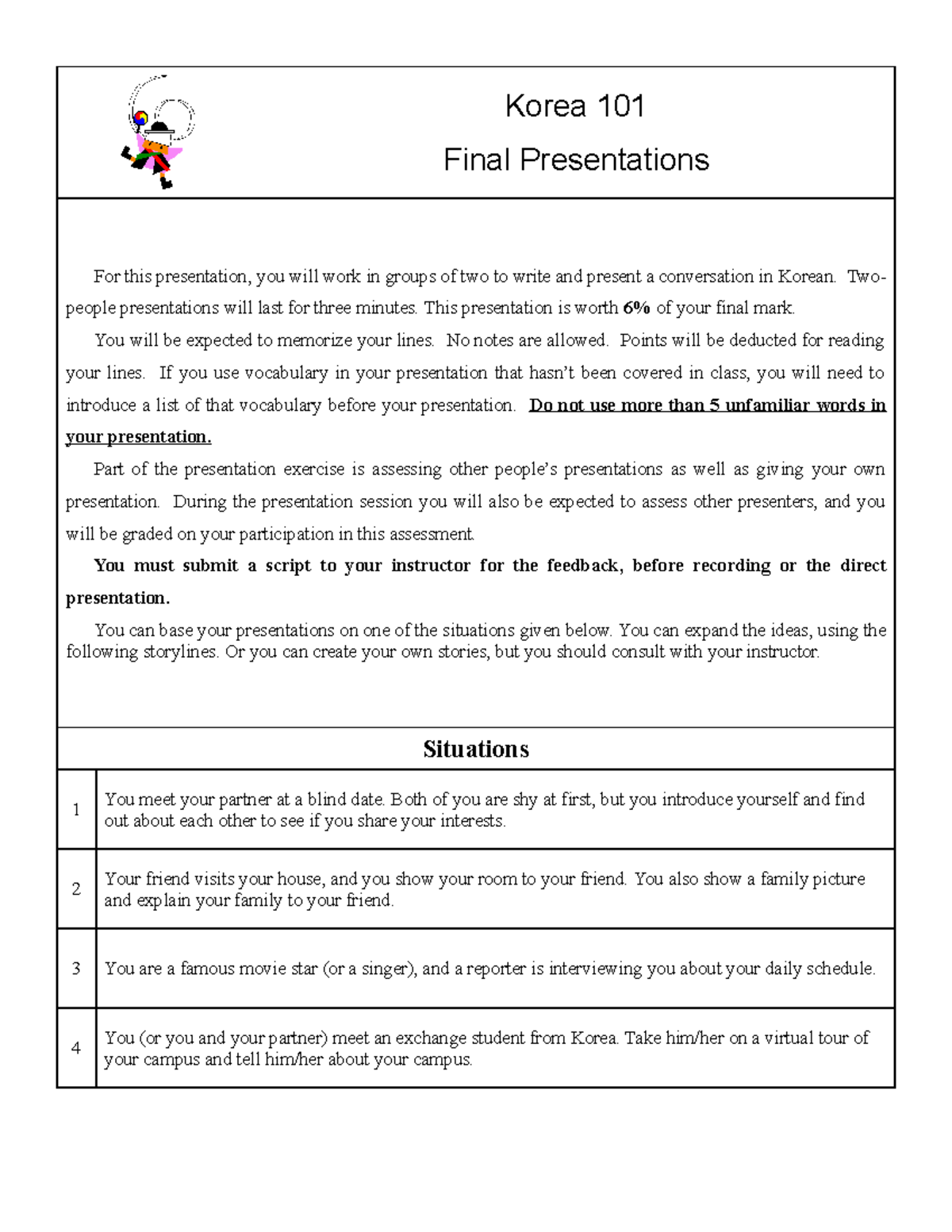 Group Presentation Guidelines 101 - Korea101 - UAlberta - Studocu