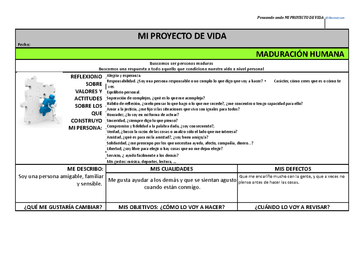 Paso1 PPV - EWfe - MI PROYECTO DE VIDA Fecha: MADURACIÓN HUMANA ...
