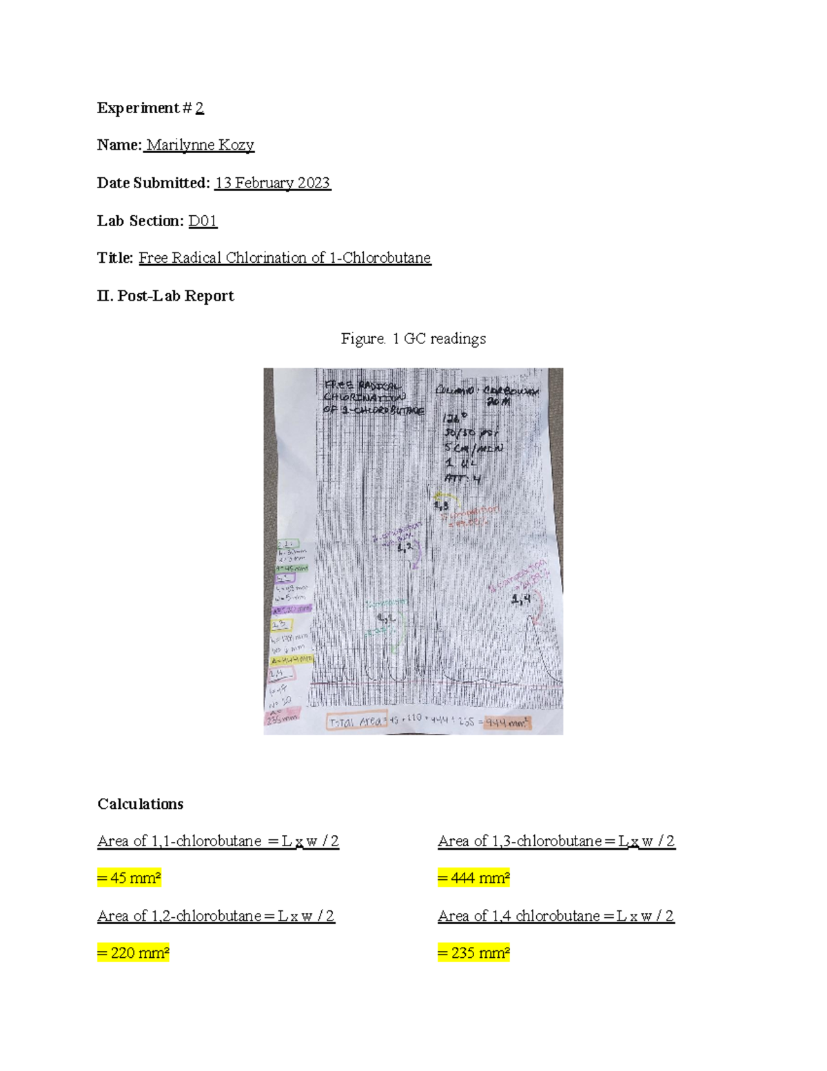 Lab report 2 - Experiment # 2 Name: Marilynne Kozy Date Submitted: 13 ...