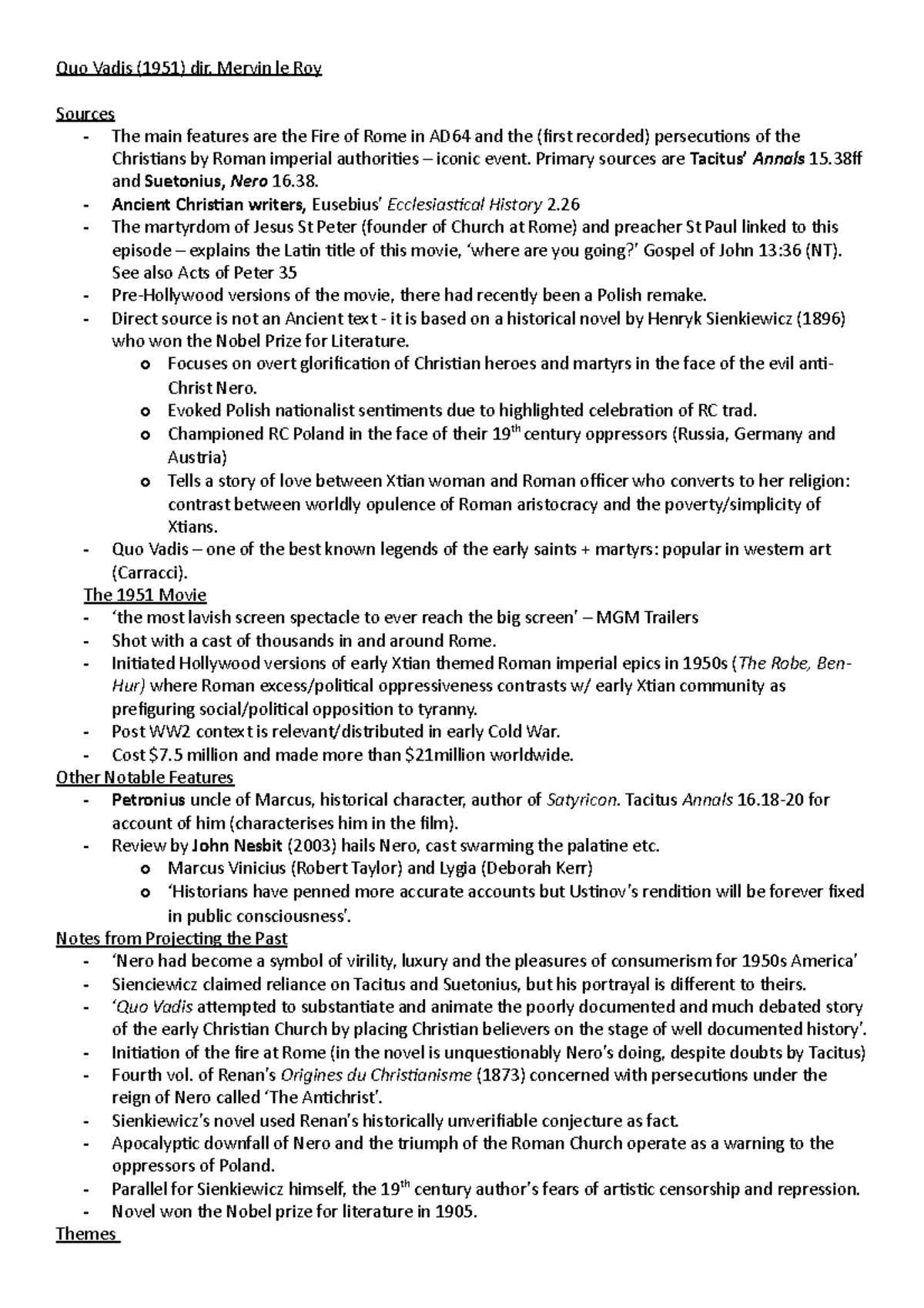 Quo Vadis - Mervin le Roy Sources - The main features are the Fire of ...