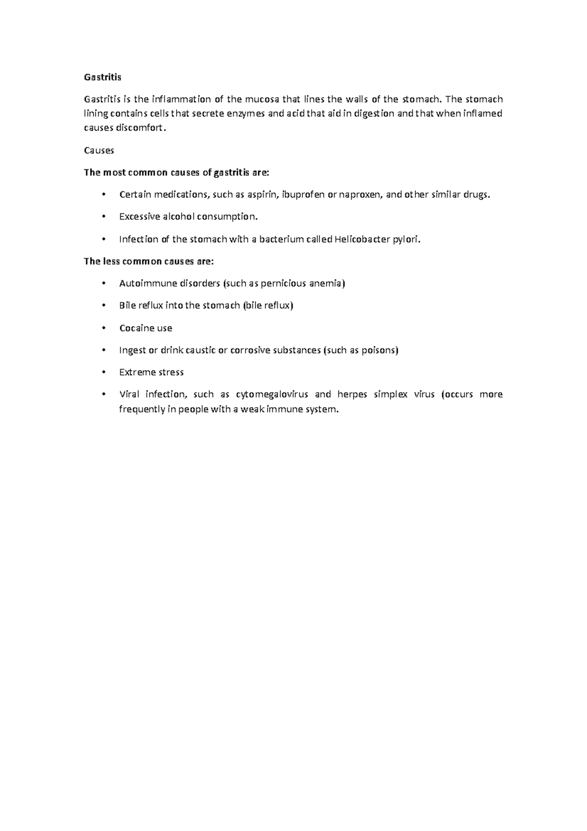 Gastritis - Medicina - Gastritis Gastritis is the inflammation of the ...