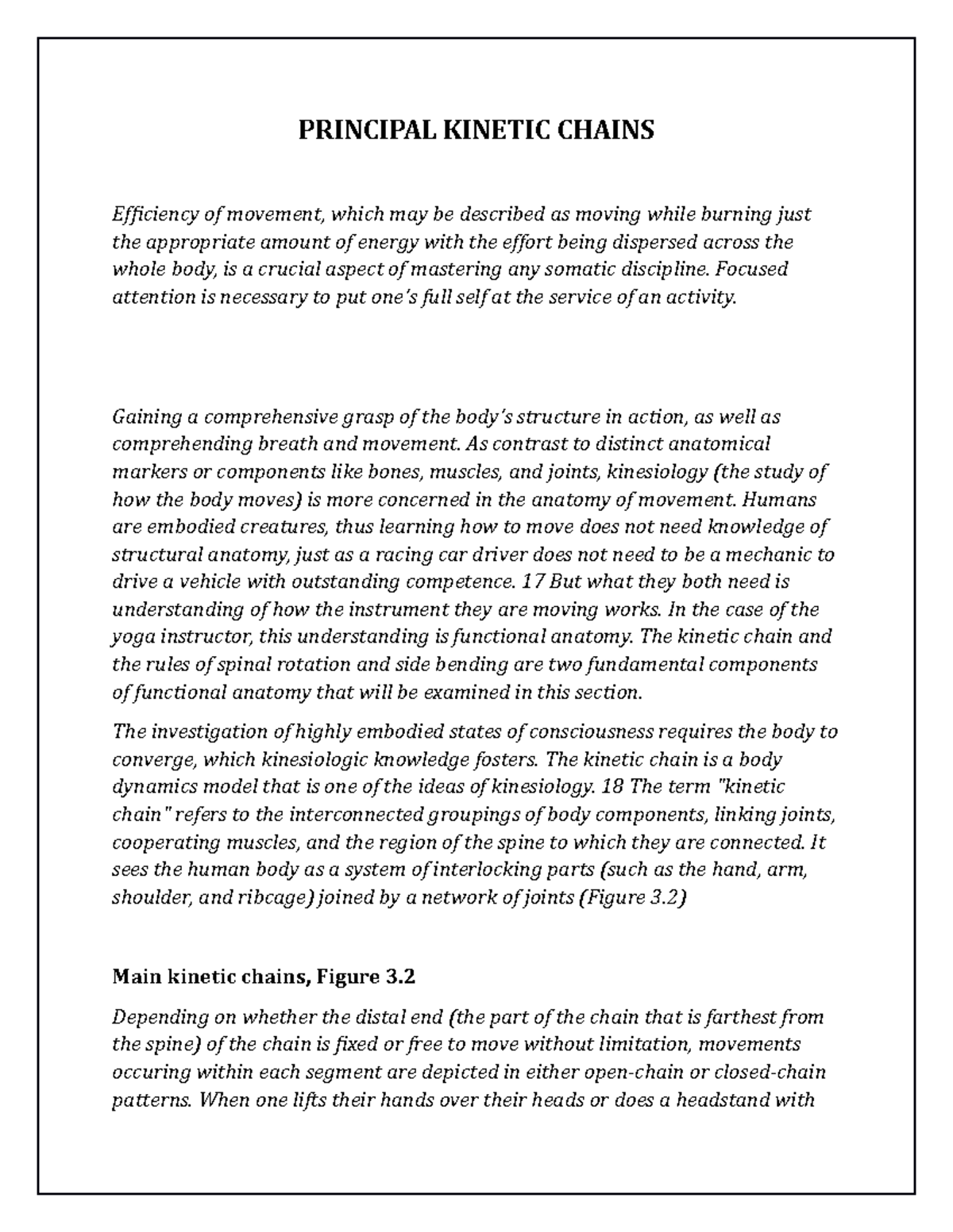 Principal Kinetic Chains - PRINCIPAL KINETIC CHAINS Efficiency of ...