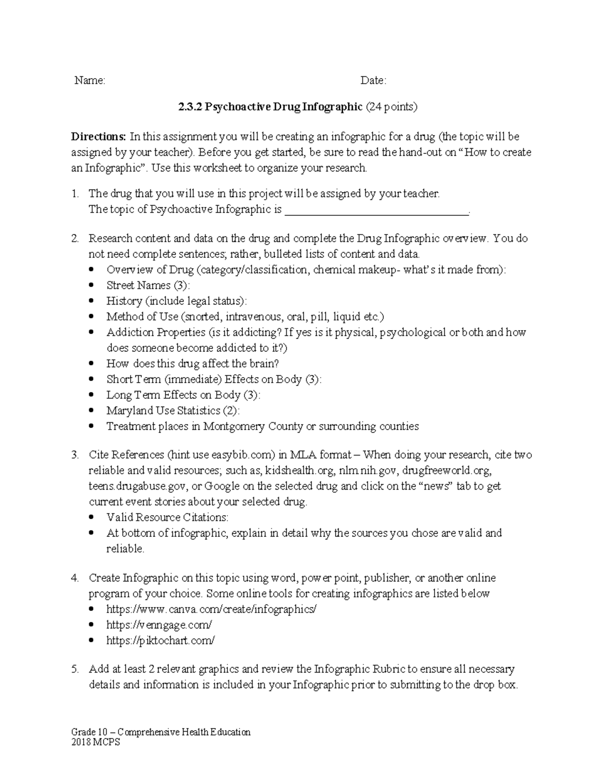 2.3.2Psychoactive Drugs - Name: Date: 2.3 Psychoactive Drug Infographic ...