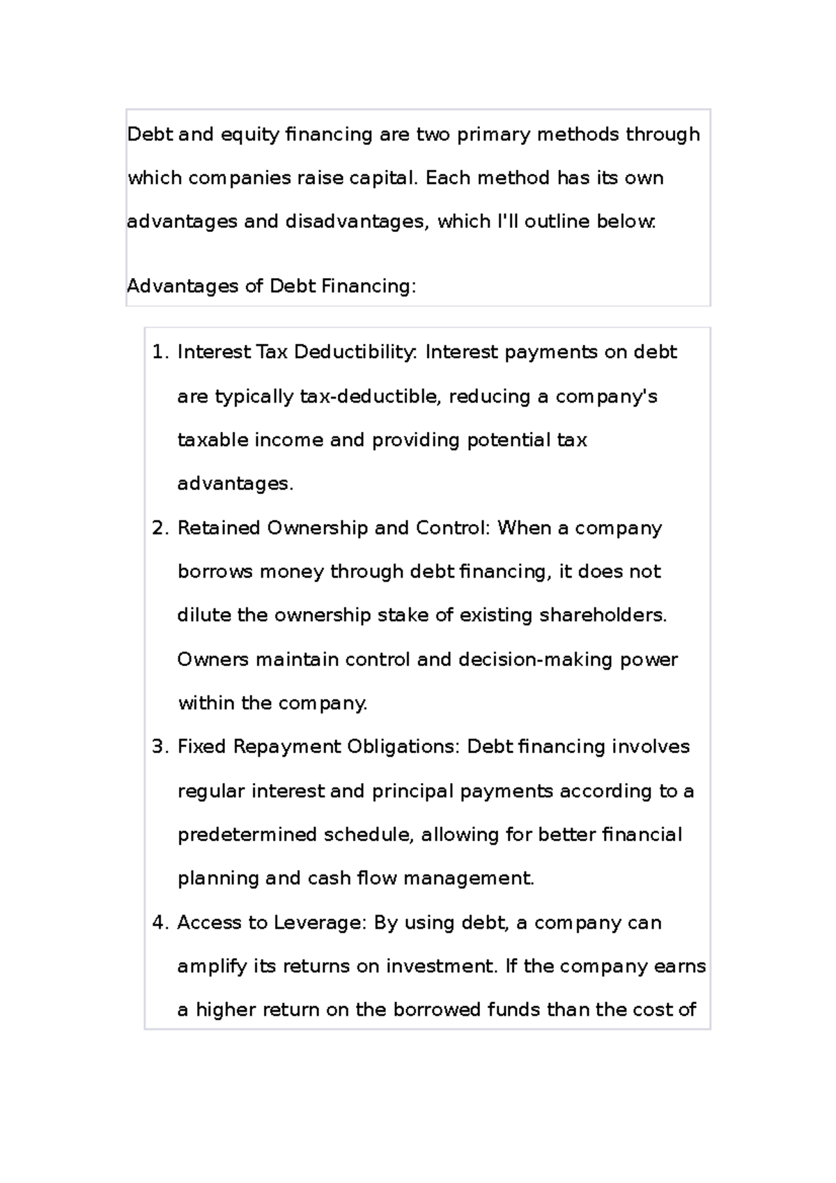 Debt and equity financing pros and cons - Debt and equity financing are ...