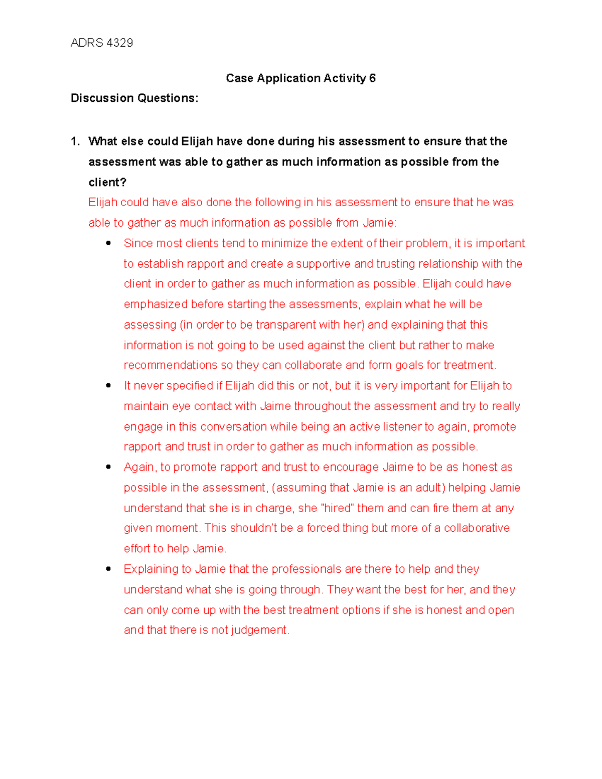 CASE Application Activity #6 - Case Application Activity 6 Discussion ...