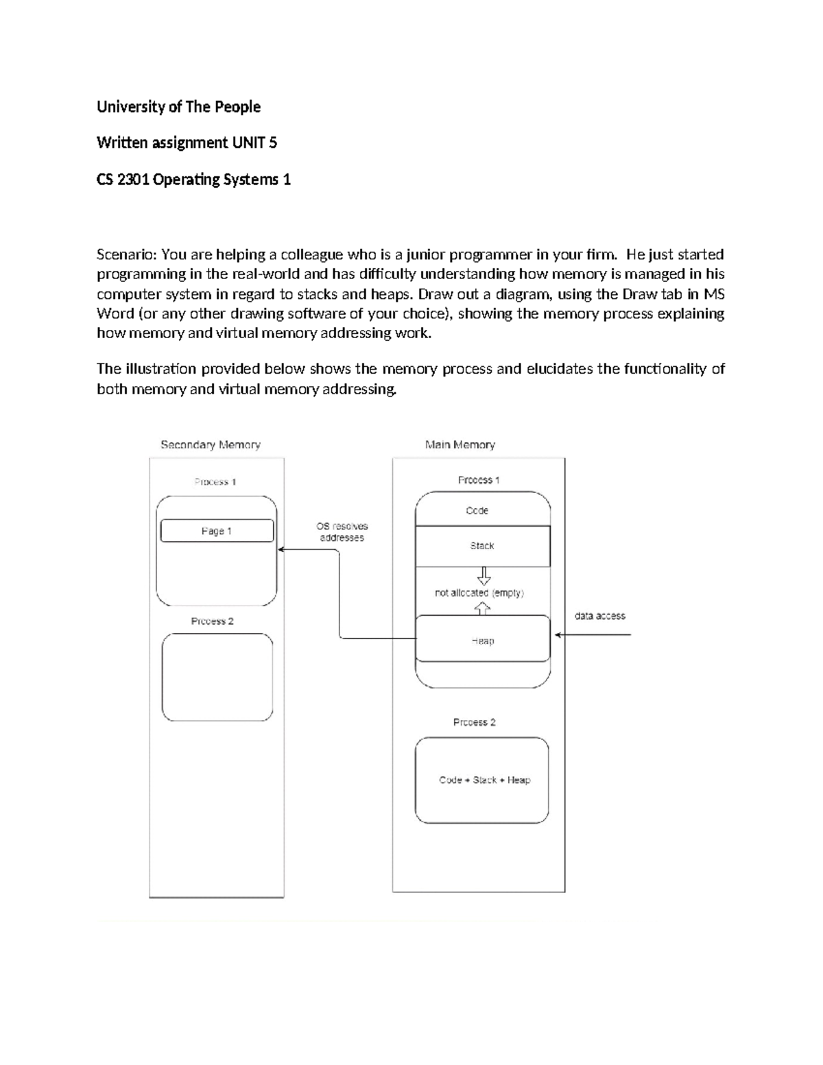 Written Assignment Unit 5 - University of The People Written assignment UNIT 5 CS 2301 Operating ...
