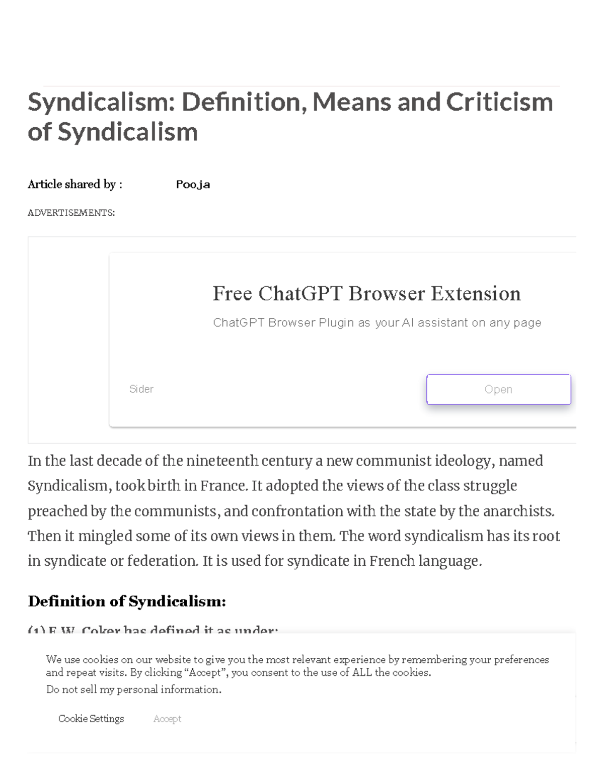 Syndicalism Definition, Means and Criticism of Syndicalism ...