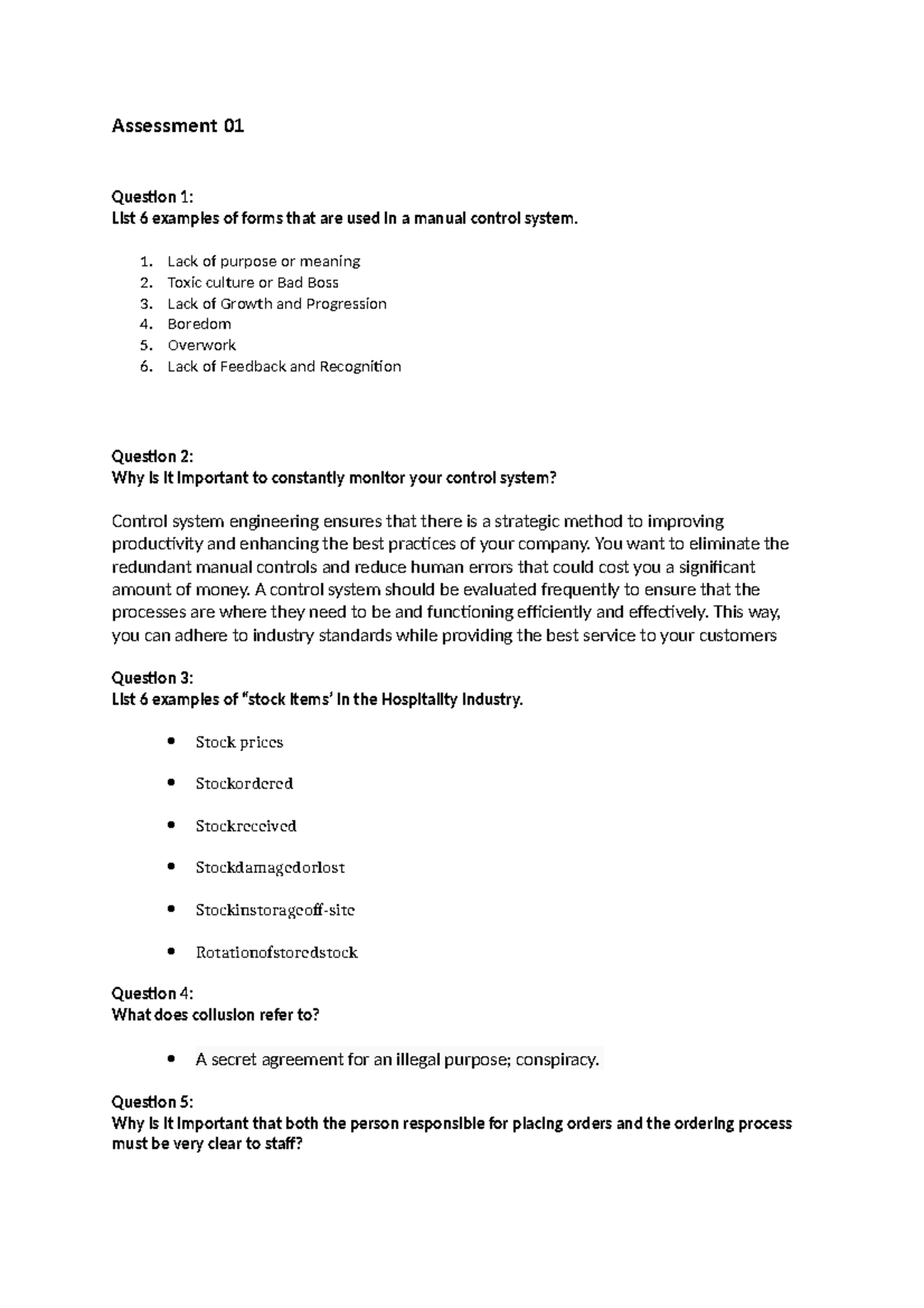 - Control Stock - SCM20003 - Swinburne - Studocu