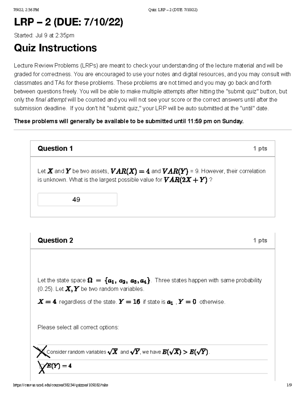 ECON171 LRP2 - week 2 questions - LRP – 2 (DUE: 7/10/22) Started: Jul 9 ...