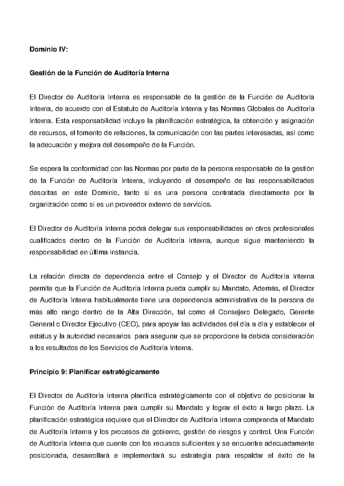 Global internal audit standards spanish - Dominio IV: Gestión de la ...