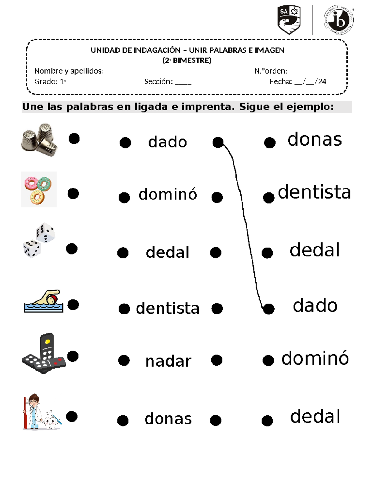 Ficha practica de comunicación - lectura - Une las palabras en ligada e ...