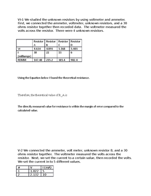 M5 Physics Lab Report - (VI) The objective of this experiment is to ...