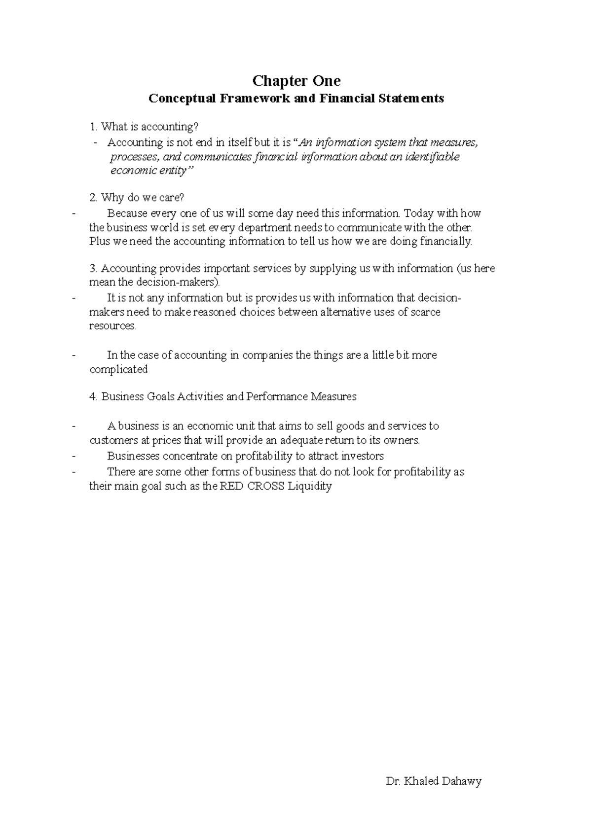 Chapter 1 Conceptual Framework and Financial Statements - What is ...