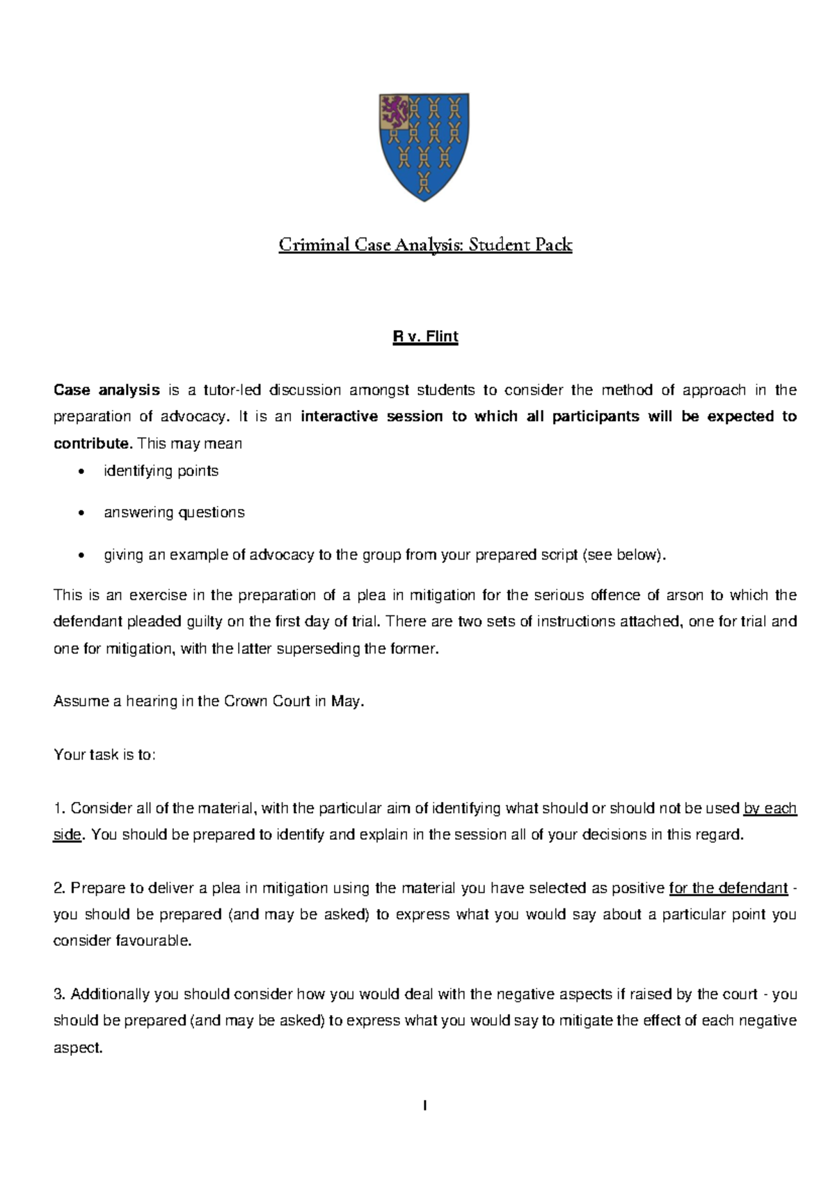Case Analysis (Crime) Student Exercise & Notes - Criminal Case Analysis ...