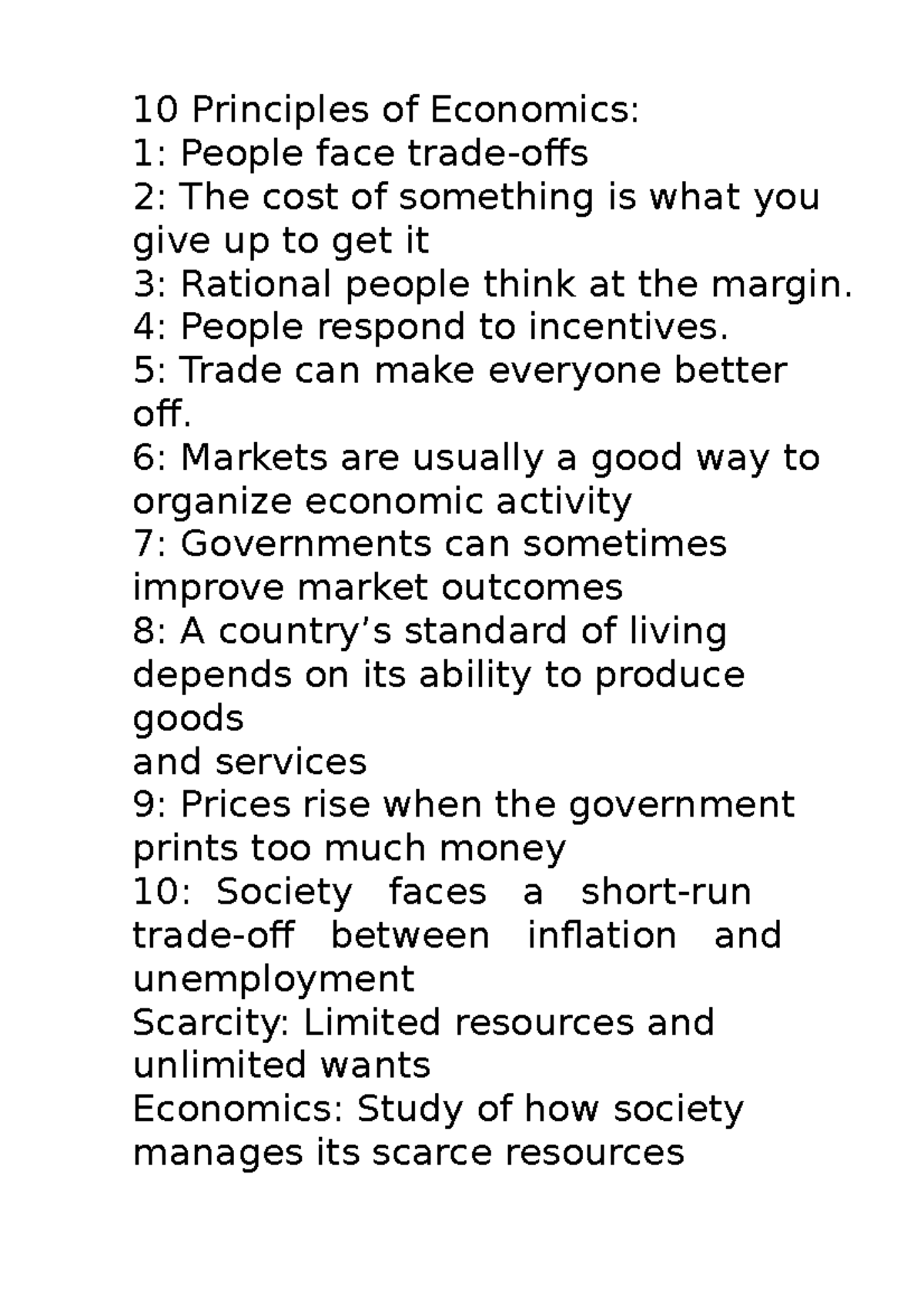 10 Principles of Economics econ - 10 Principles of Economics: 1: People ...