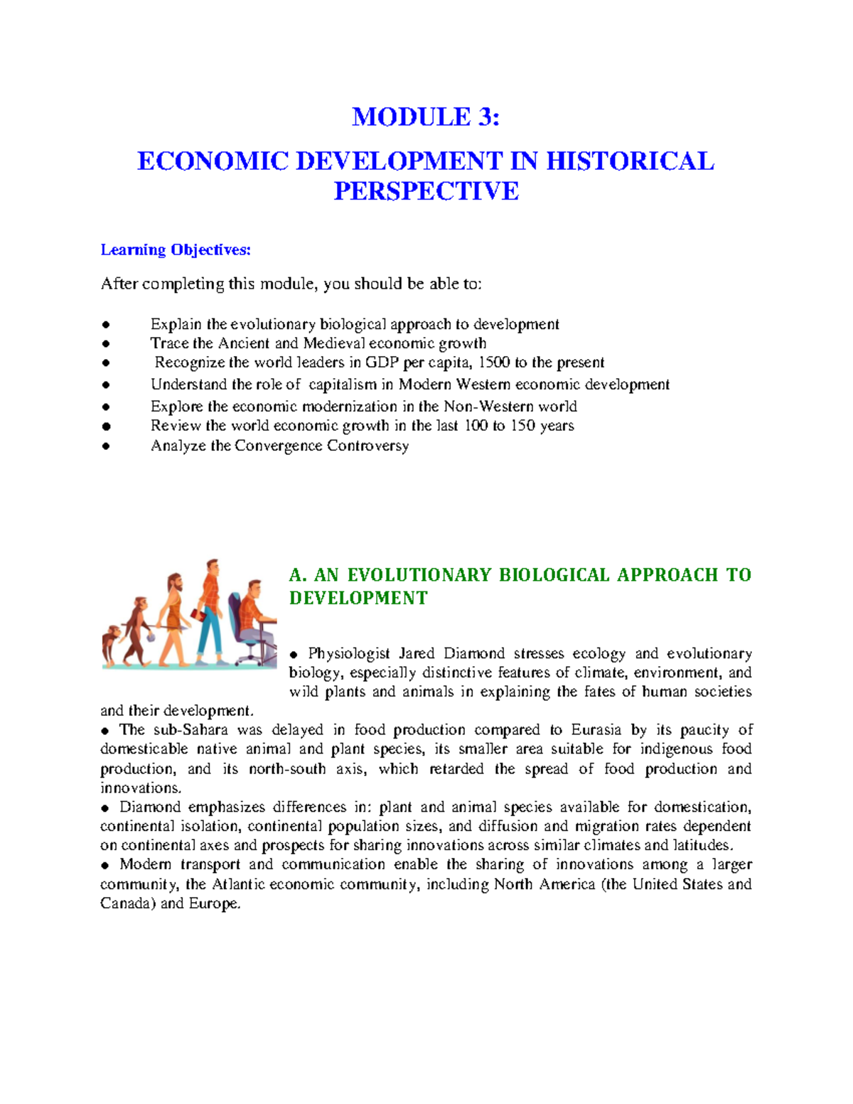 Module 3 Economic Development IN Historical Perspective - MODULE 3 ...