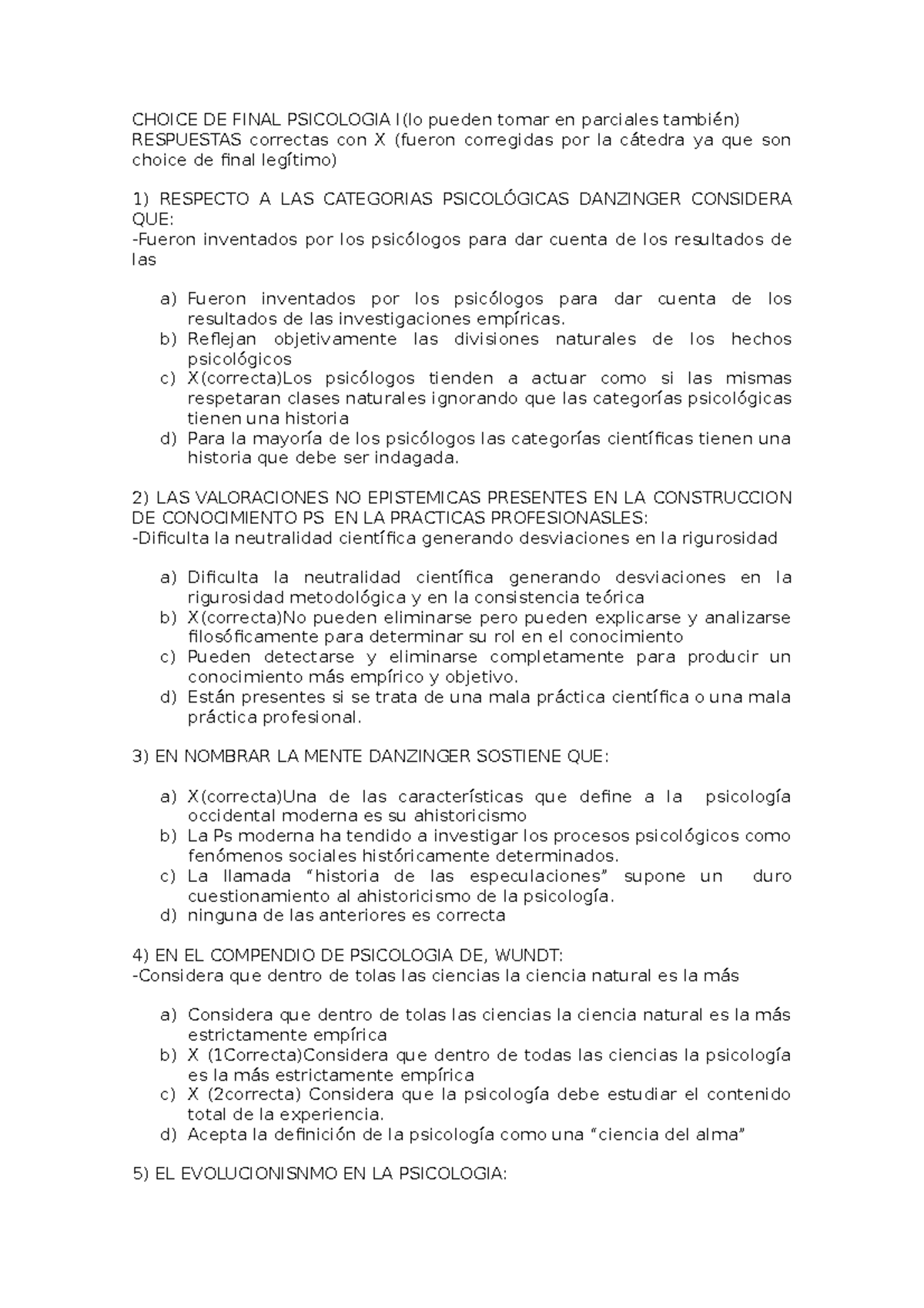 Choice DE Final Psicologia l - CHOICE DE FINAL PSICOLOGIA l(lo pueden ...