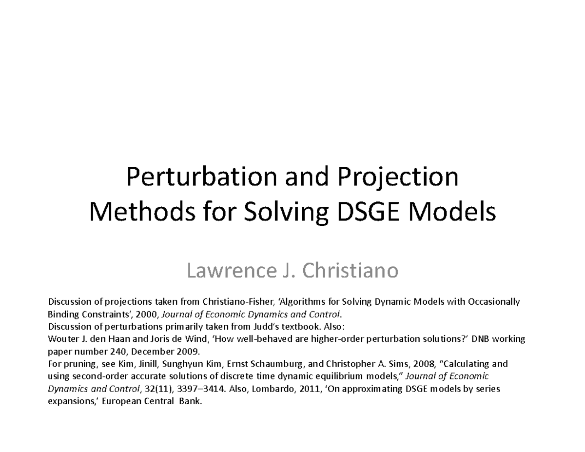 02. Perturbation and Projection Methods for Solving DSGE Models - Perturbation and Projection ...