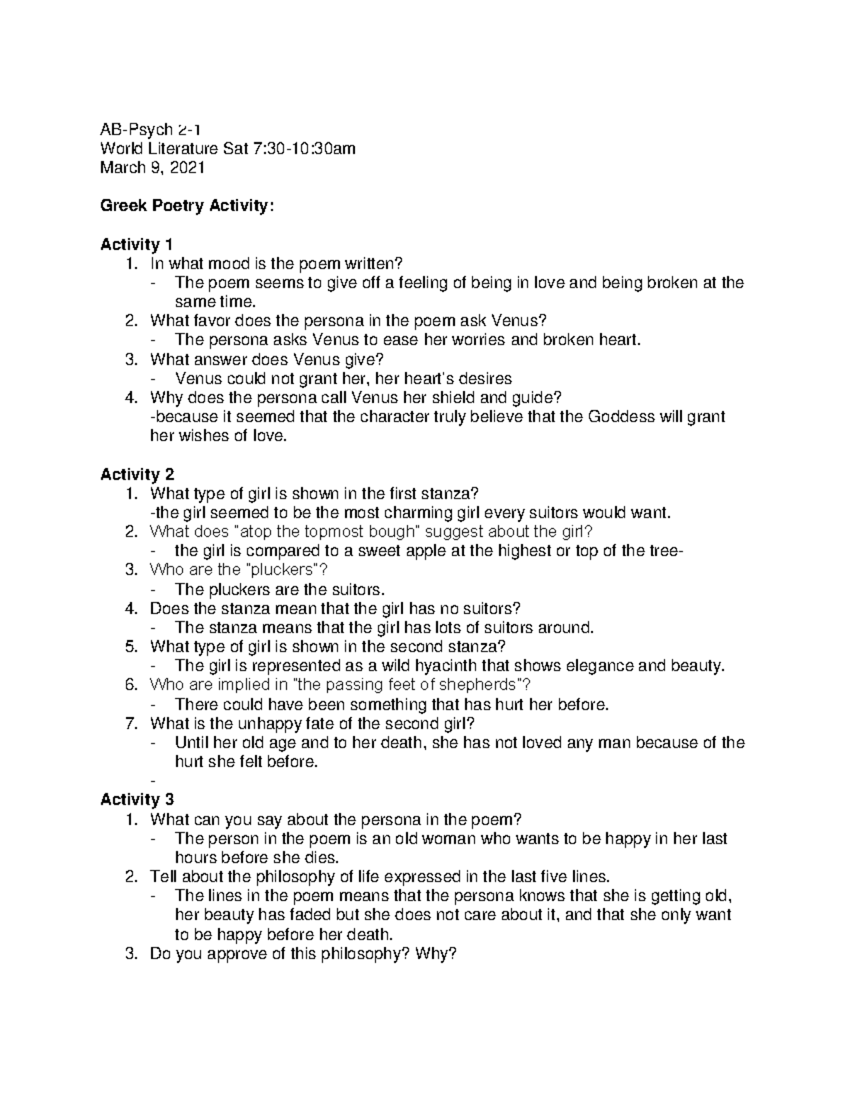 Abpsych 2-World LIT-Greek Lyric Poetry Activity - Cruz, Ronalyn D. AB ...