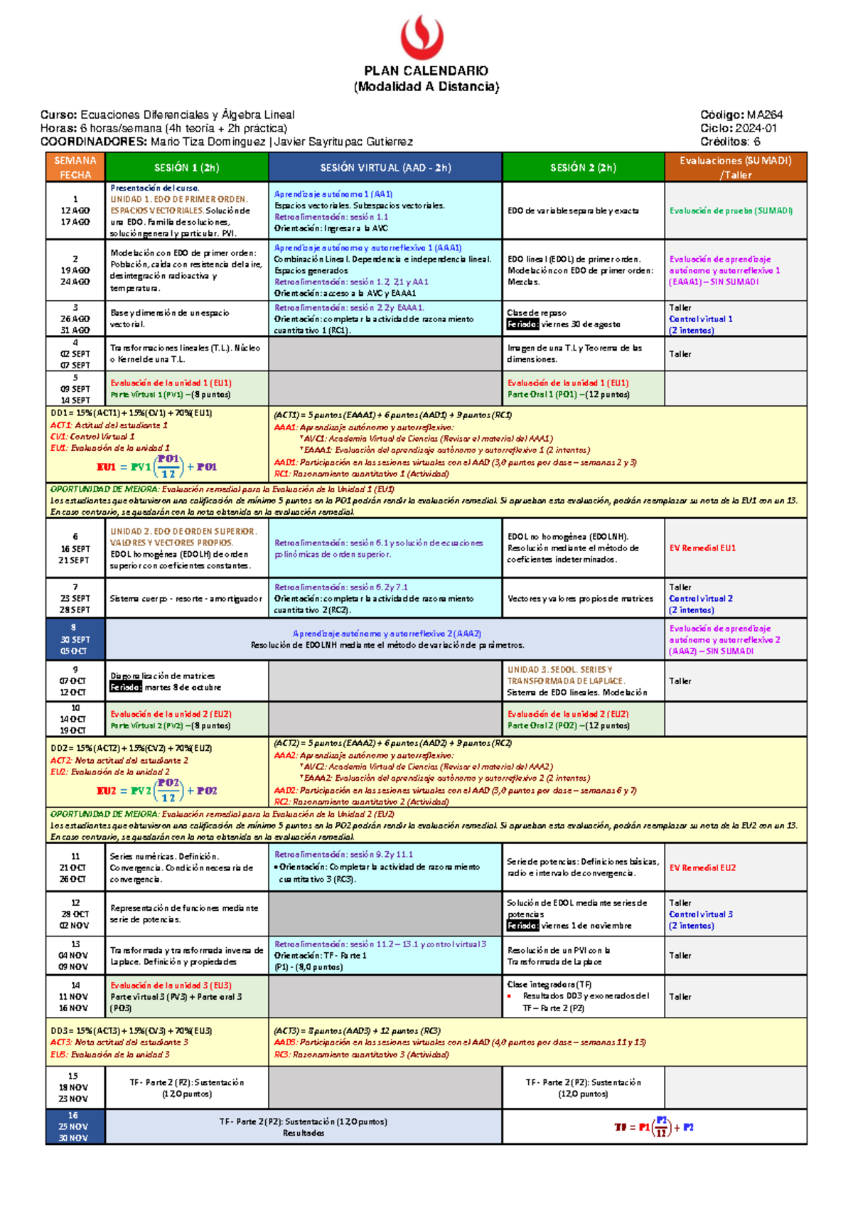 PLAN Calendario - RC3- Carazas Bruno - CS46RC3- Carazas Bruno - CS46 - PLAN CALENDARIO ...