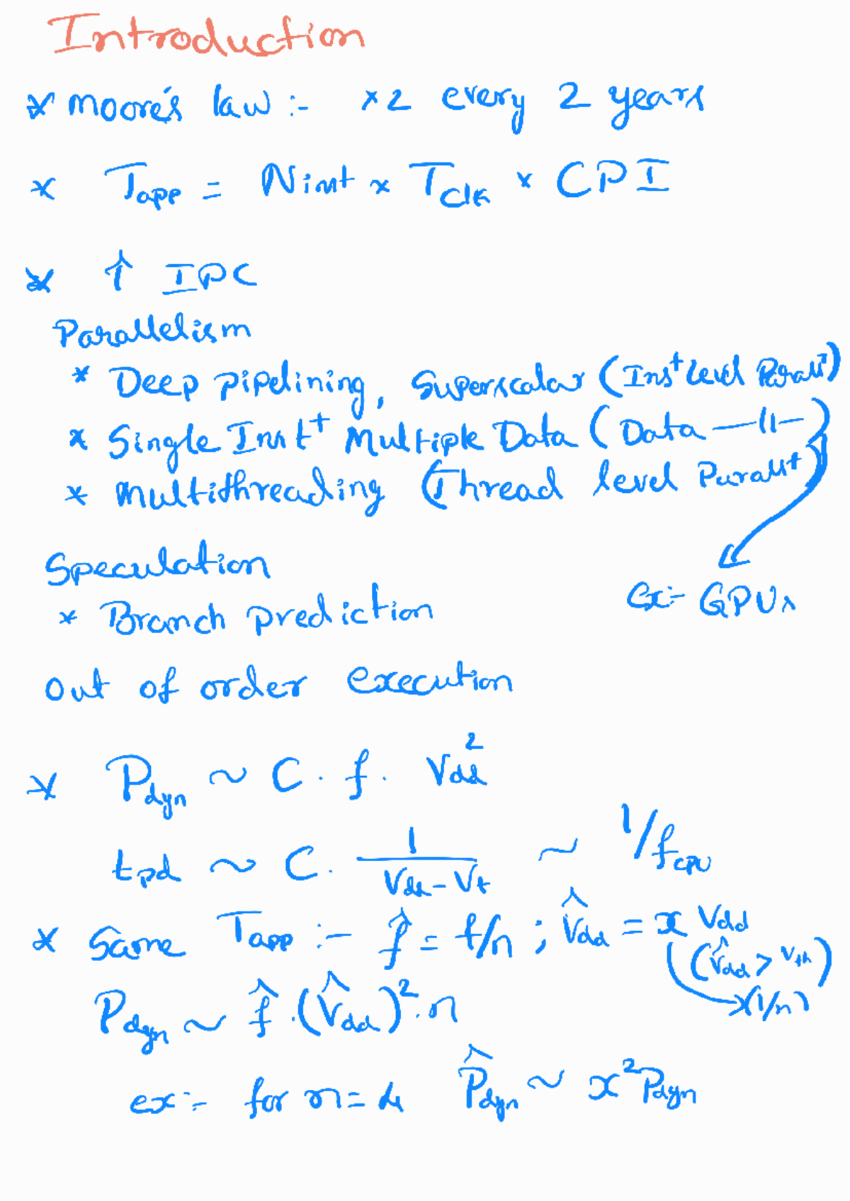 CMP Introduction - Cheatsheet - Introduction moores law X 2 every 2 ...