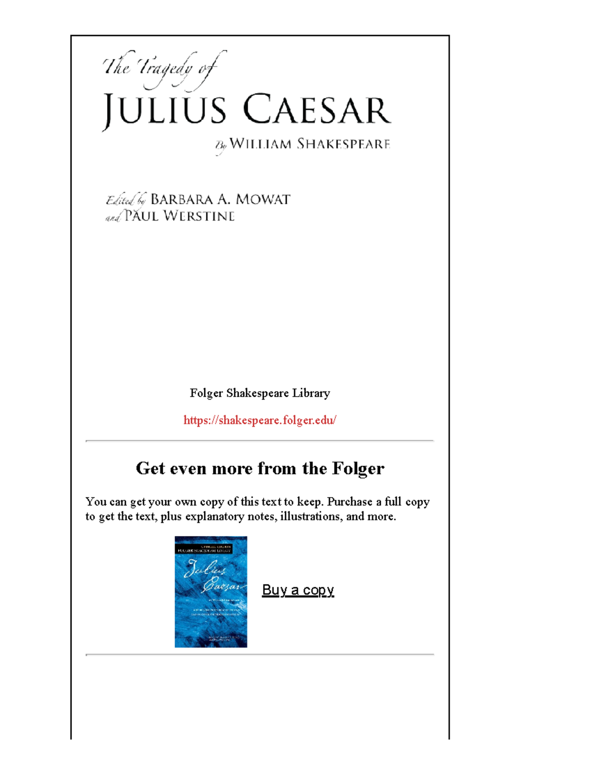 U6 Caesar PDF - work - Get even more from the Folger You can get your own copy of this text to ...